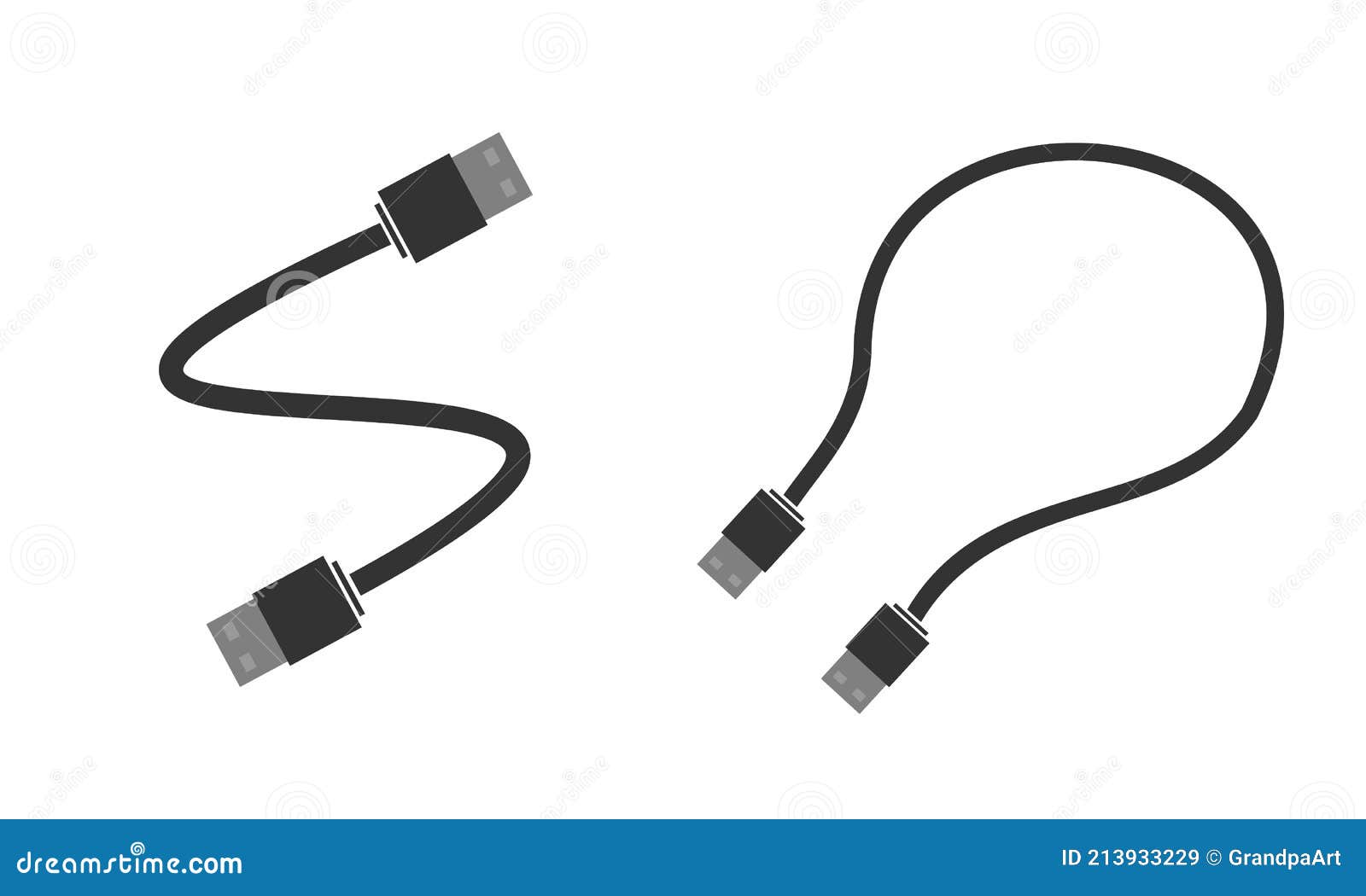 A Set of USB To USB Cables for Connecting Various Devices. Flat Vector ...