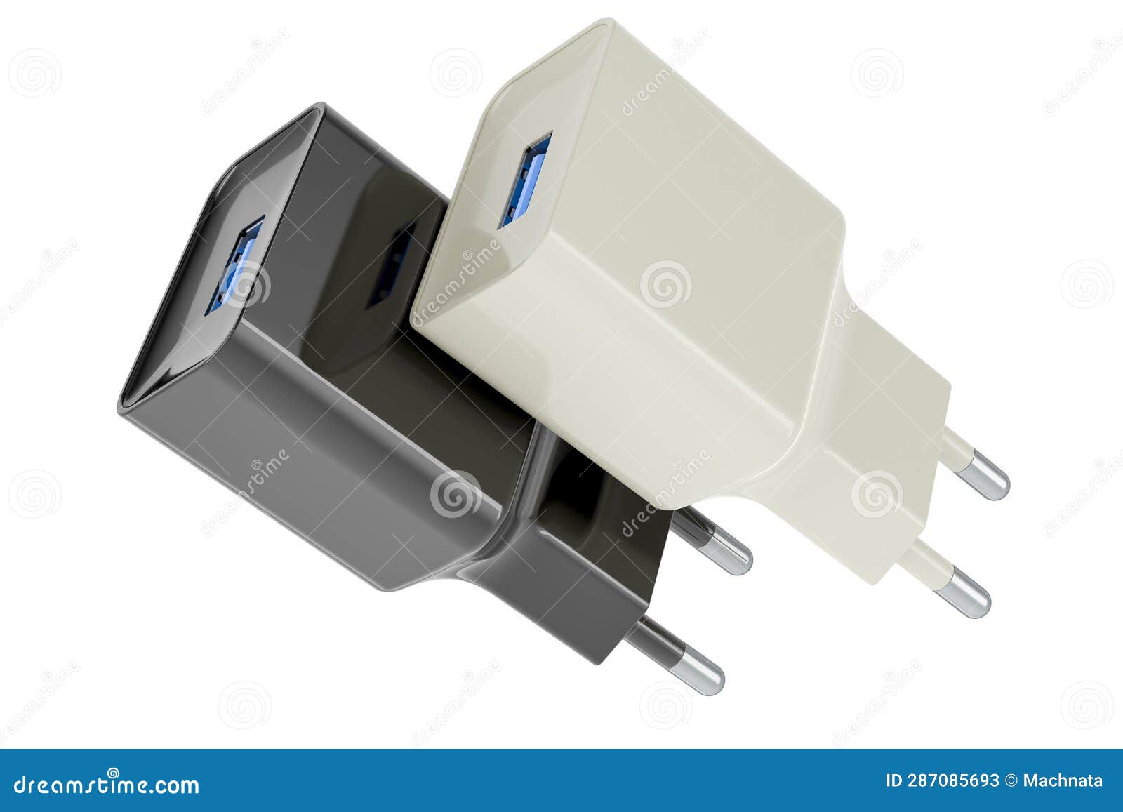 Set of USB Wall Chargers, 3D Rendering Stock Illustration ...