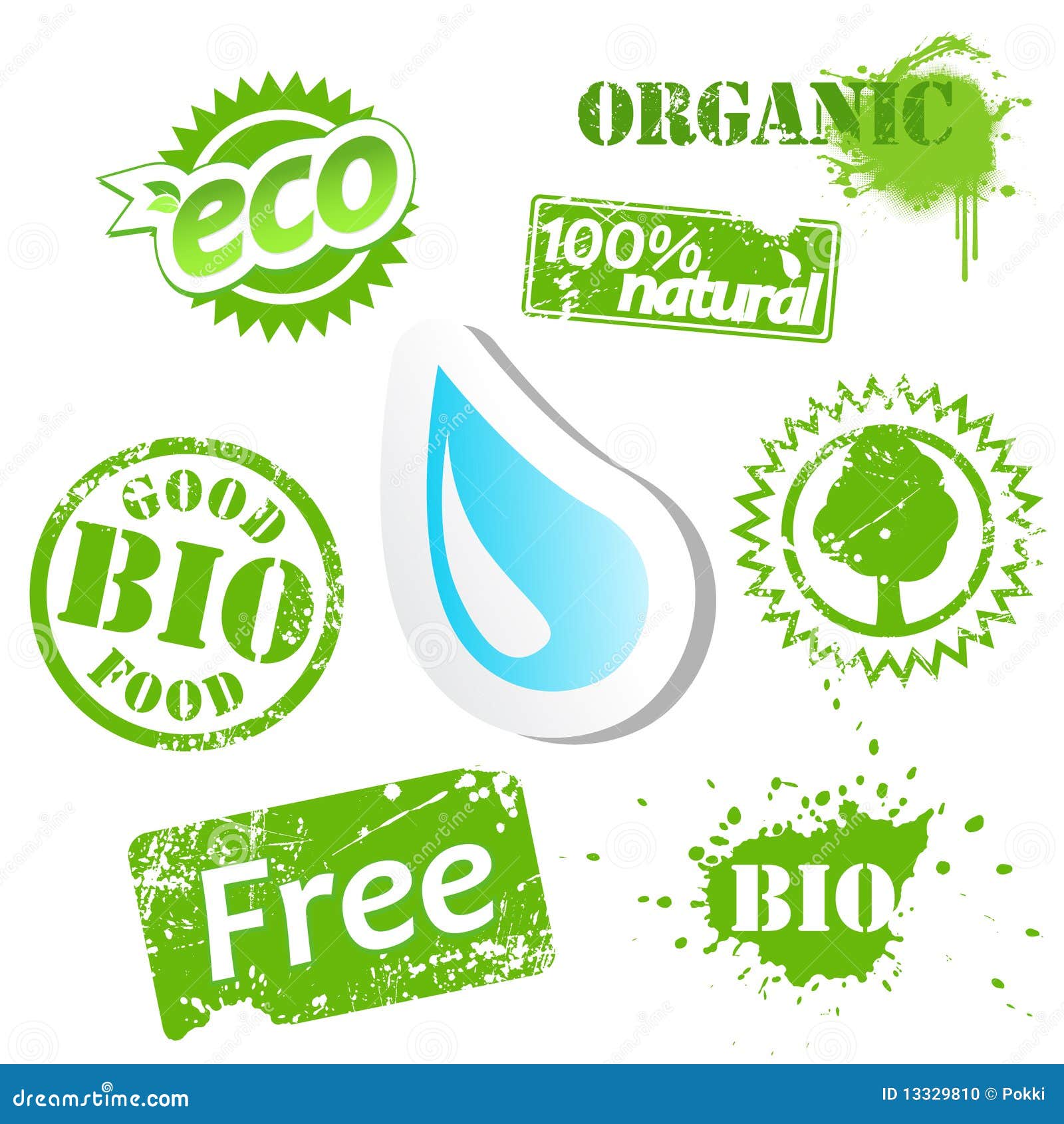 Set of used bio labels. stock vector. Illustration of leaf - 13329810