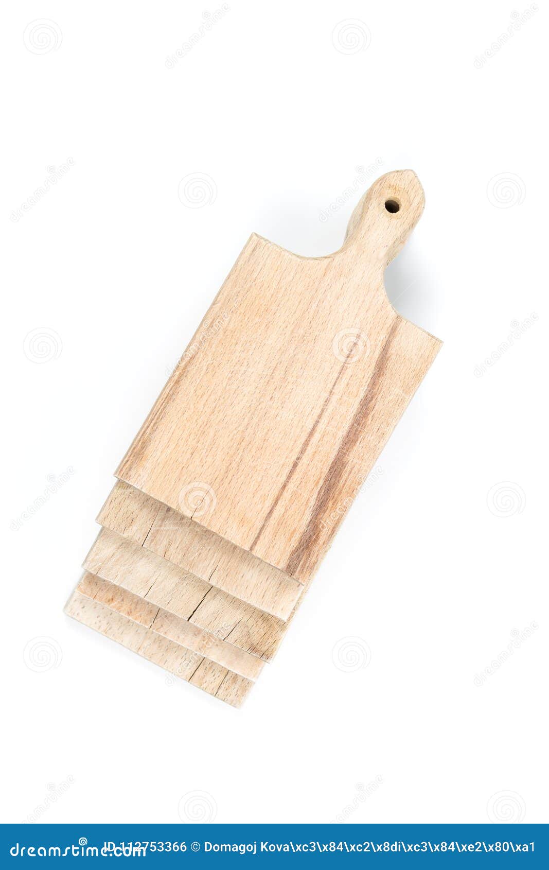 Set of Used Brown Wooden Cutting Boards Stack on Each Other on White ...