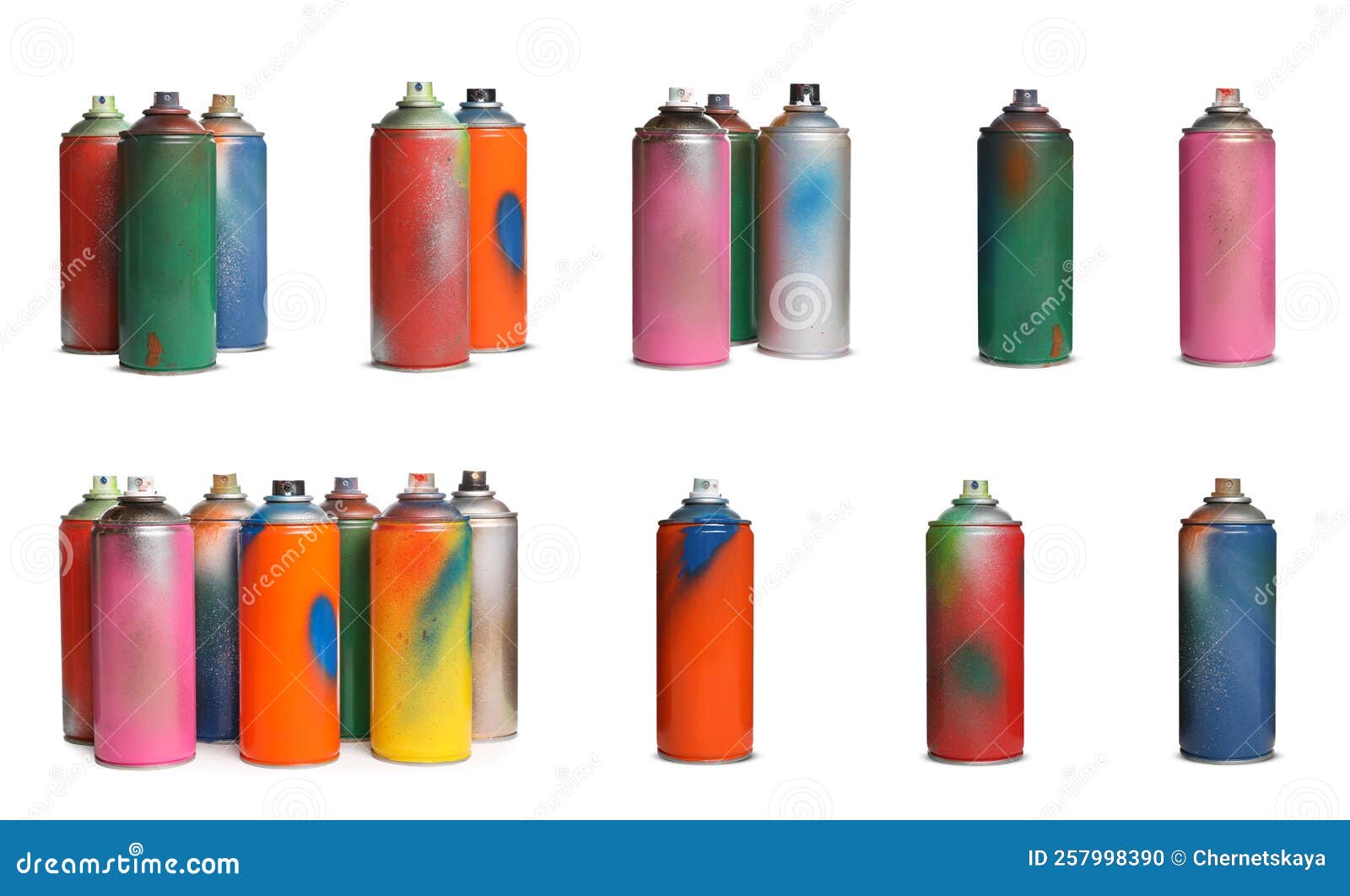 Set with Used Cans of Spray Paints on White Background. Banner Design ...