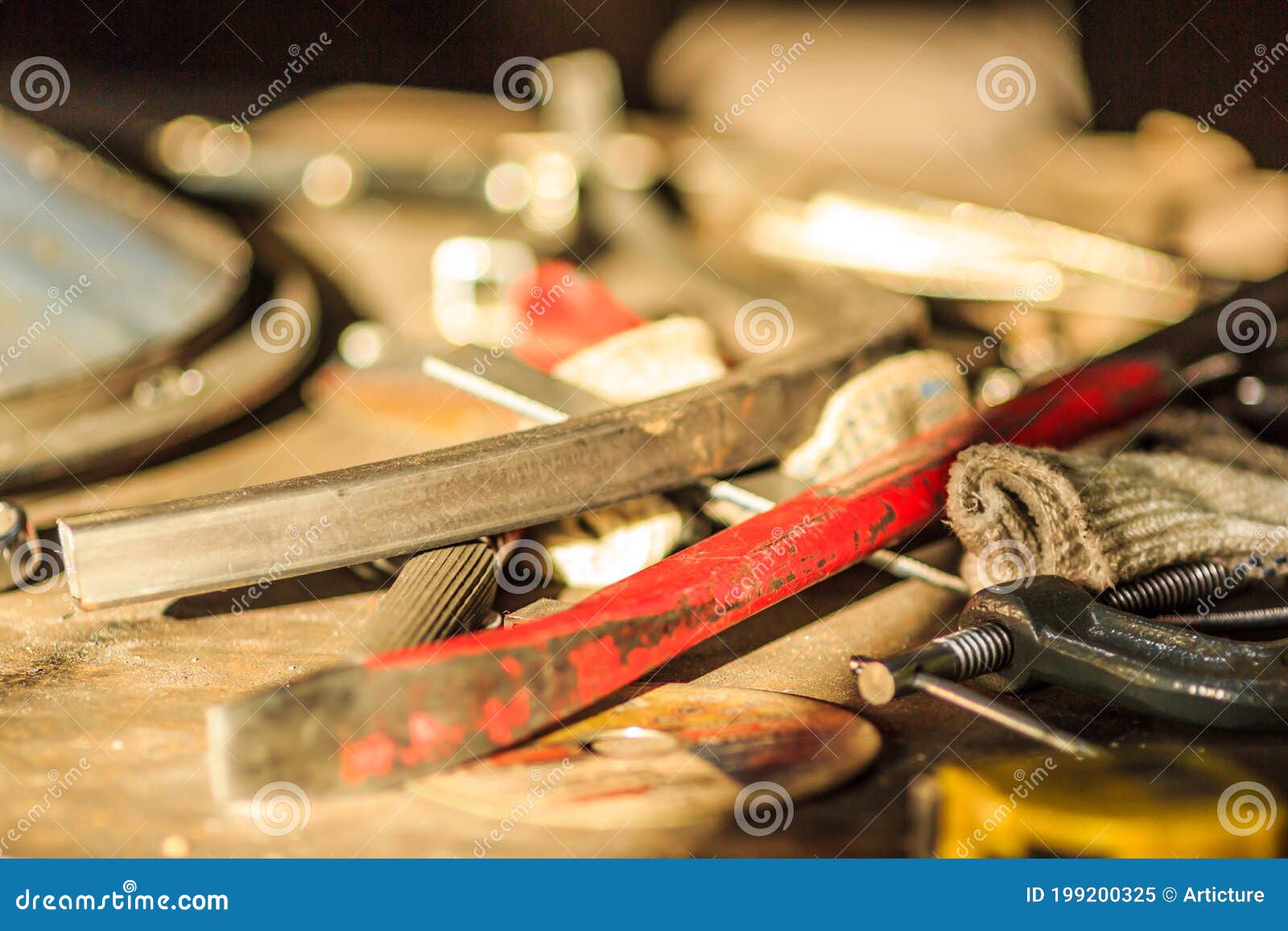 Heavy Metal Tools in Workshop in Closeup Stock Image - Image of closeup ...