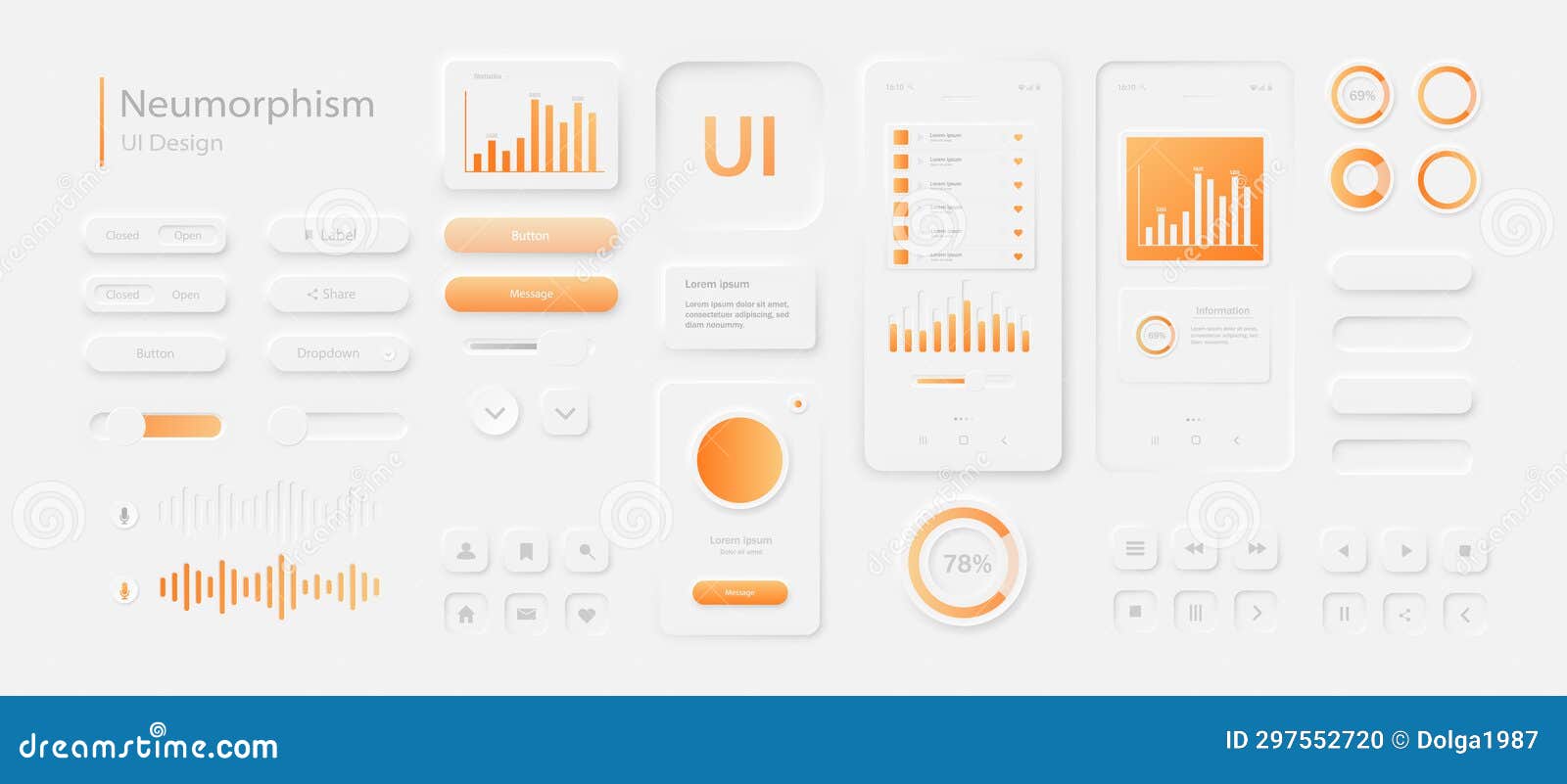 A Set of User Interface Elements for a Mobile Application in White ...