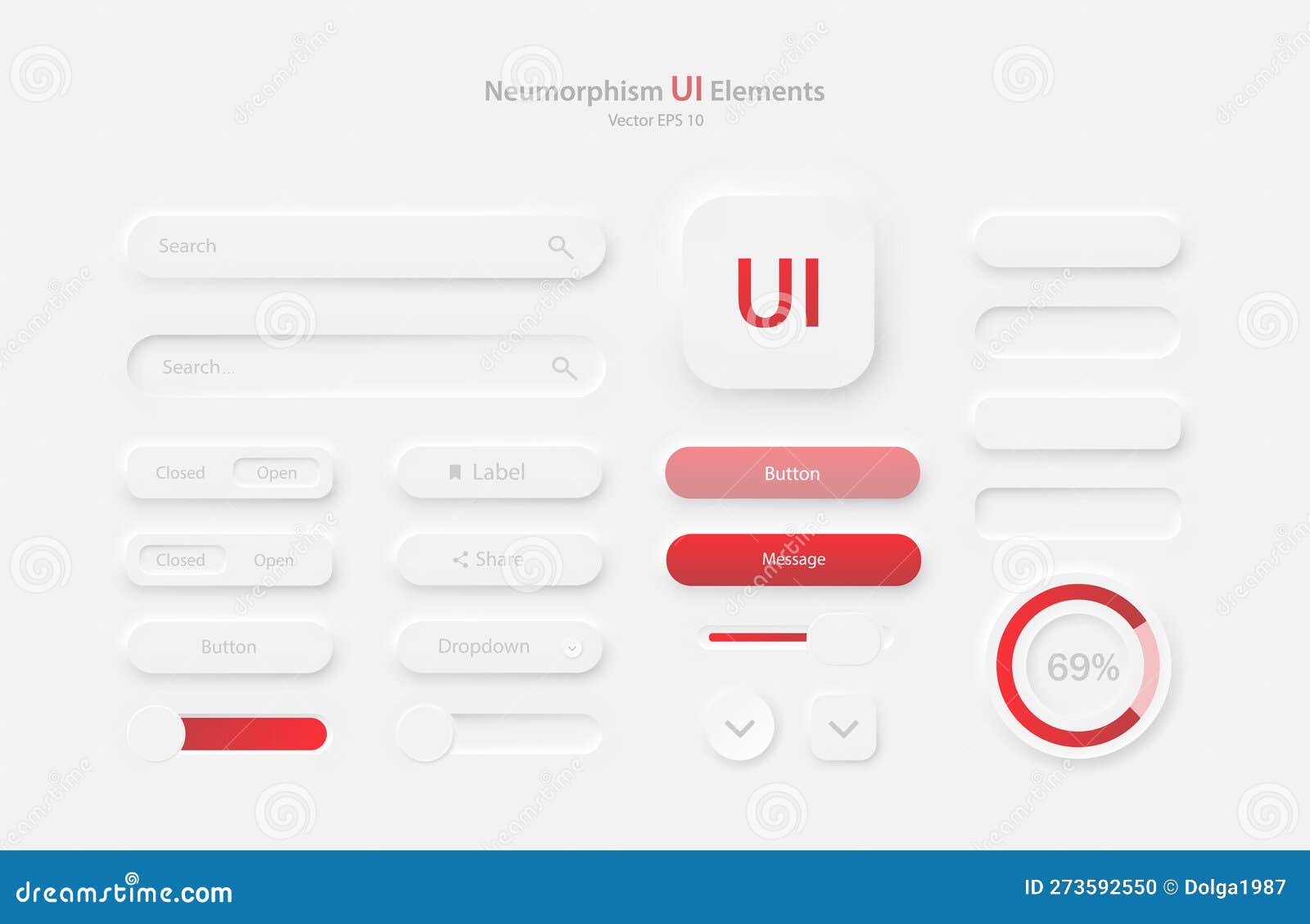 A Set of User Interface Elements for a Mobile Application in White and ...