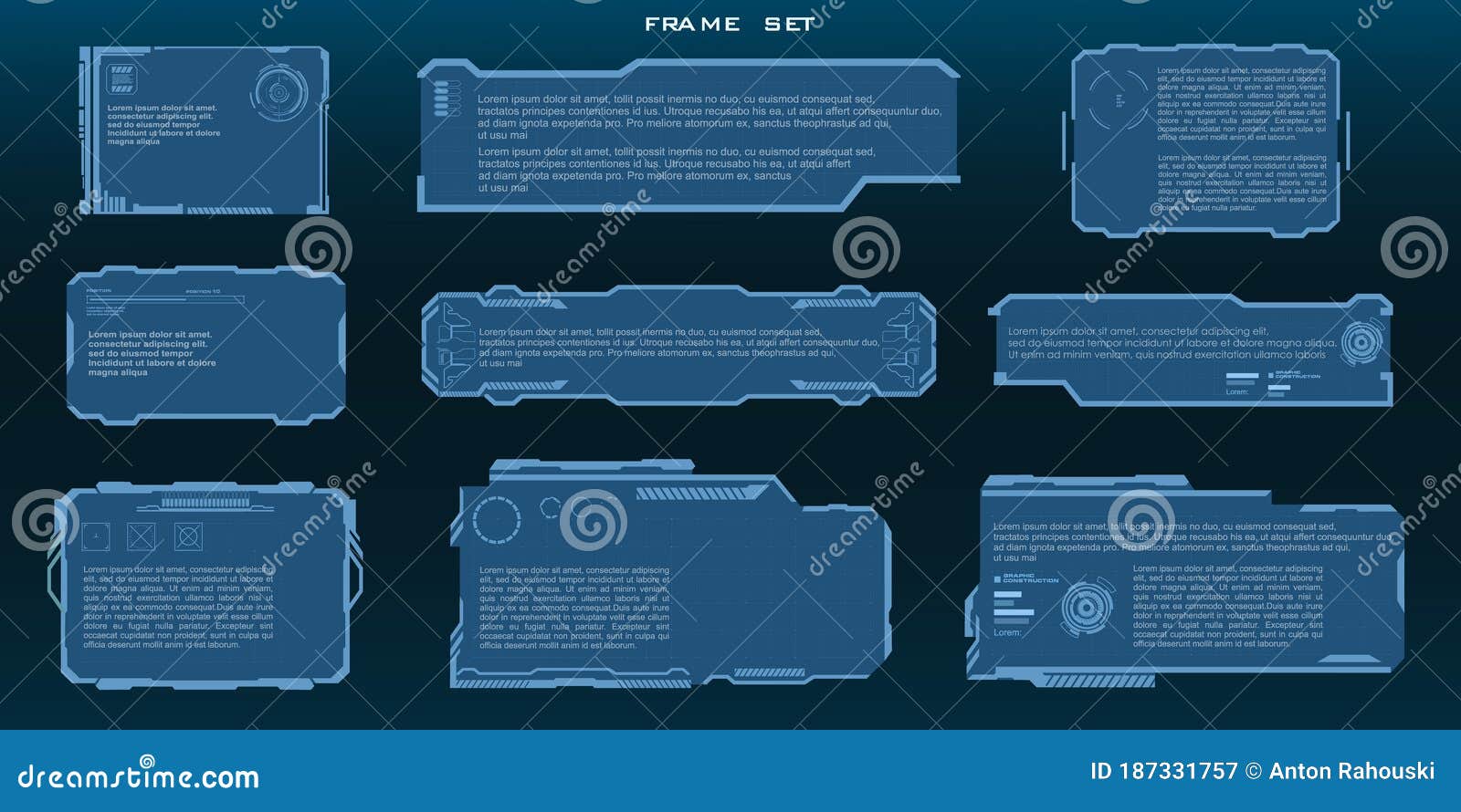 Set Of User Interface Elements In The Style Of HUD, GUI, UI. Vector Frames, Callouts With Text ...