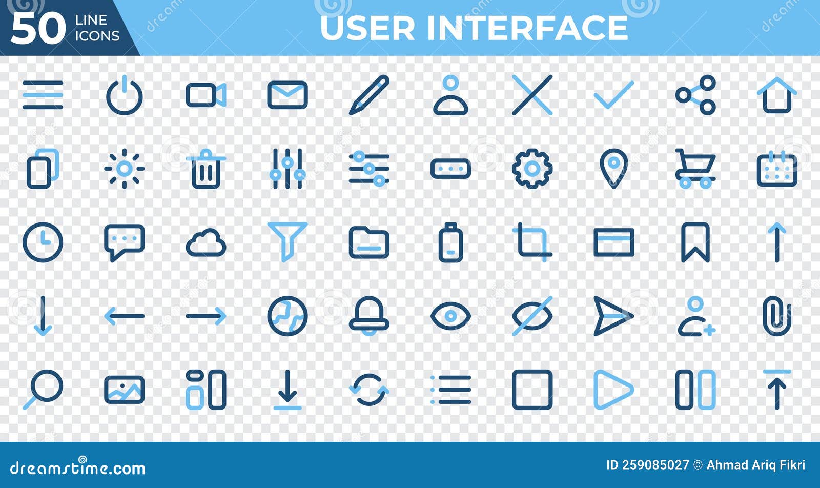 Set Of 50 User Interface Icons In Colored Line Style Menu Calendar Clock Colored Outline