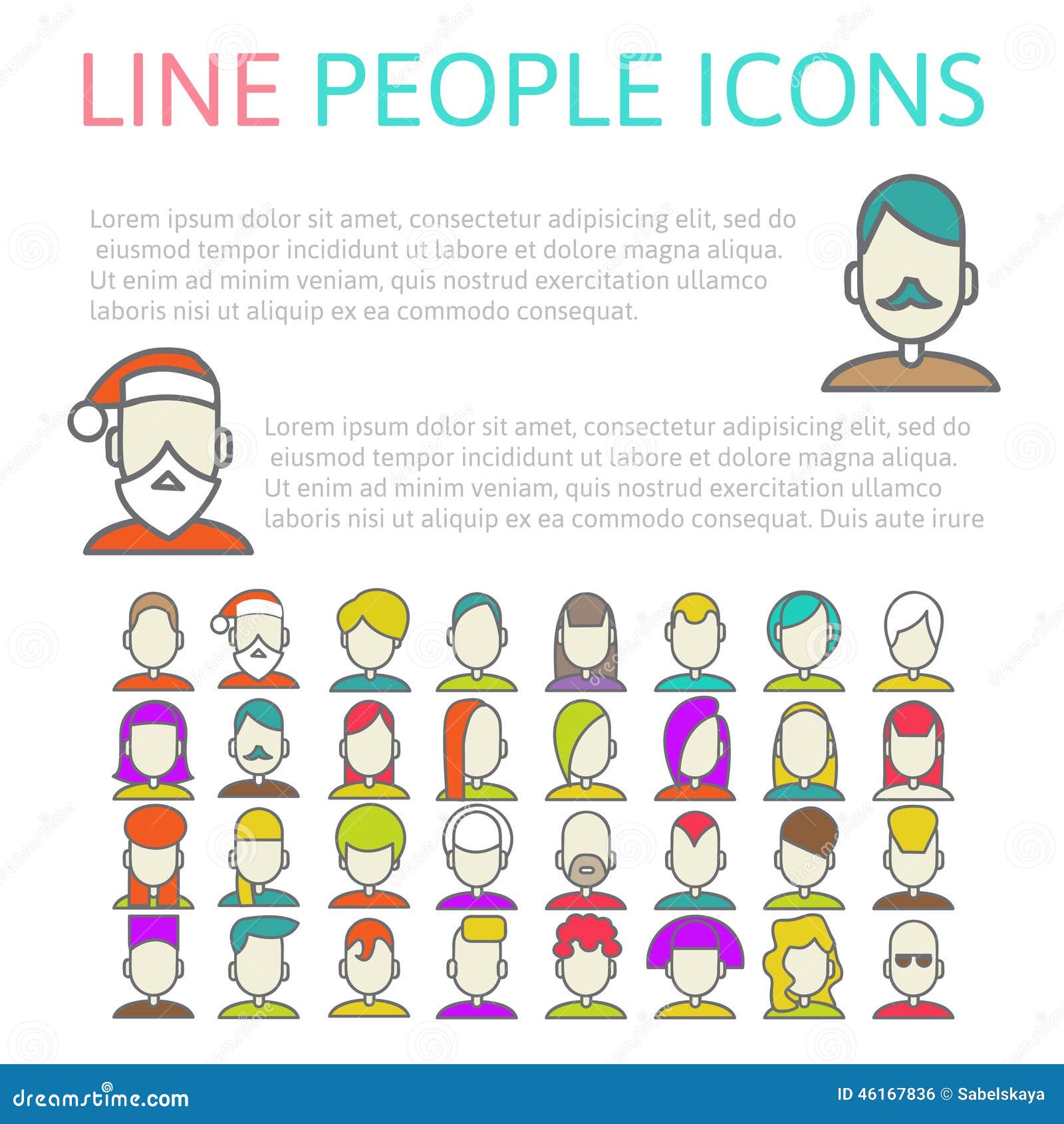 Set user line icons stock vector. Illustration of people - 46167836