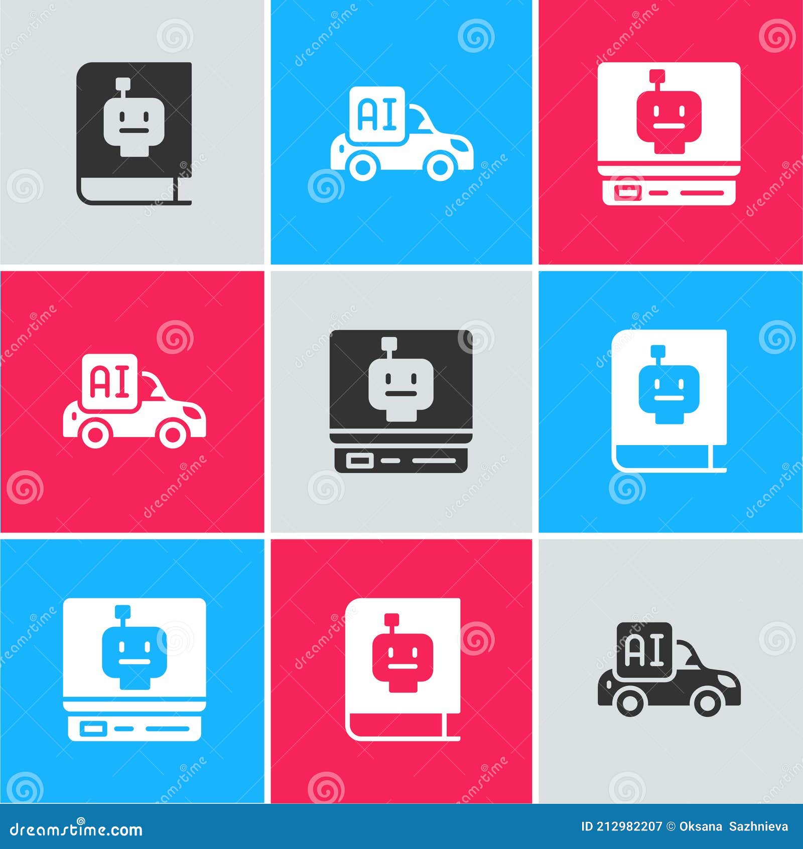 Set User Manual, Autonomous Smart Car and Robot Icon. Vector Stock ...