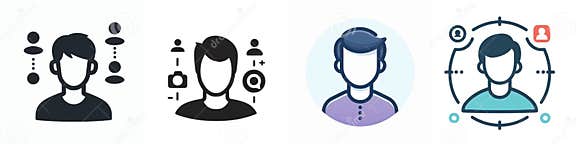 Set of User Profile Icons. Includes Avatar Icon with Different Elements ...