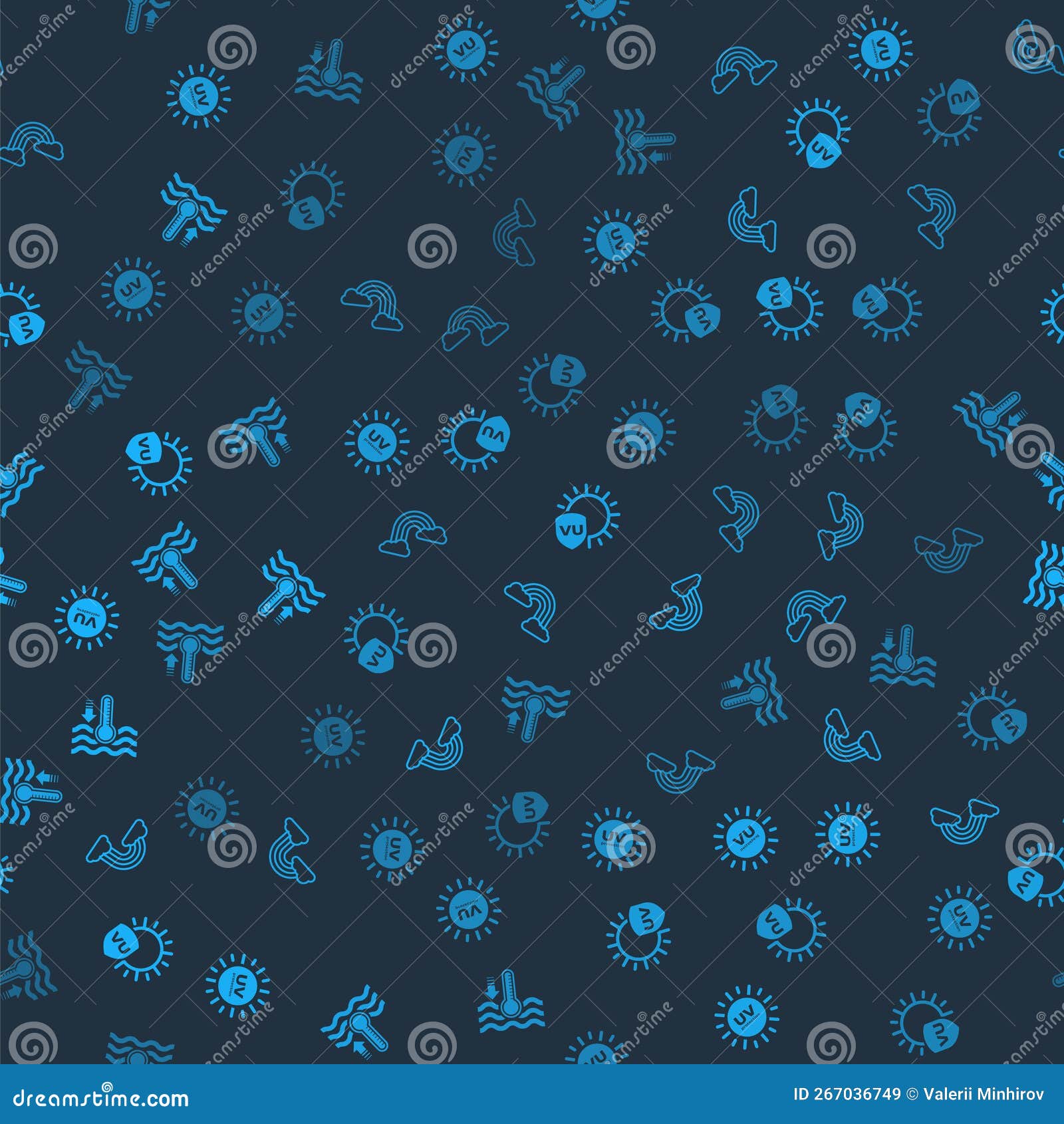 Set UV Protection, Rainbow with Clouds, and Water Thermometer on ...