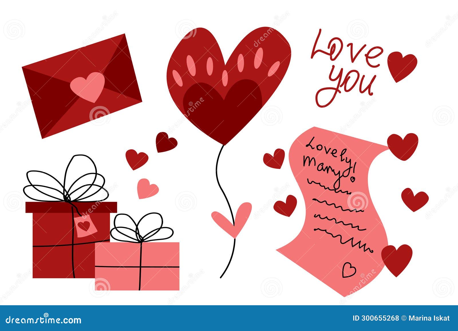 A Set of Valentine S Day Items. Vector Illustration with a Set of ...
