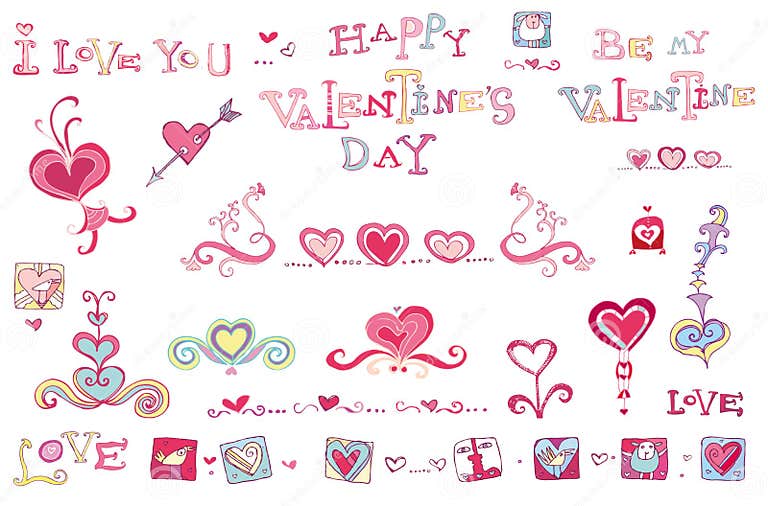 Set of Valentine S Design Ele Stock Vector - Illustration of nature ...