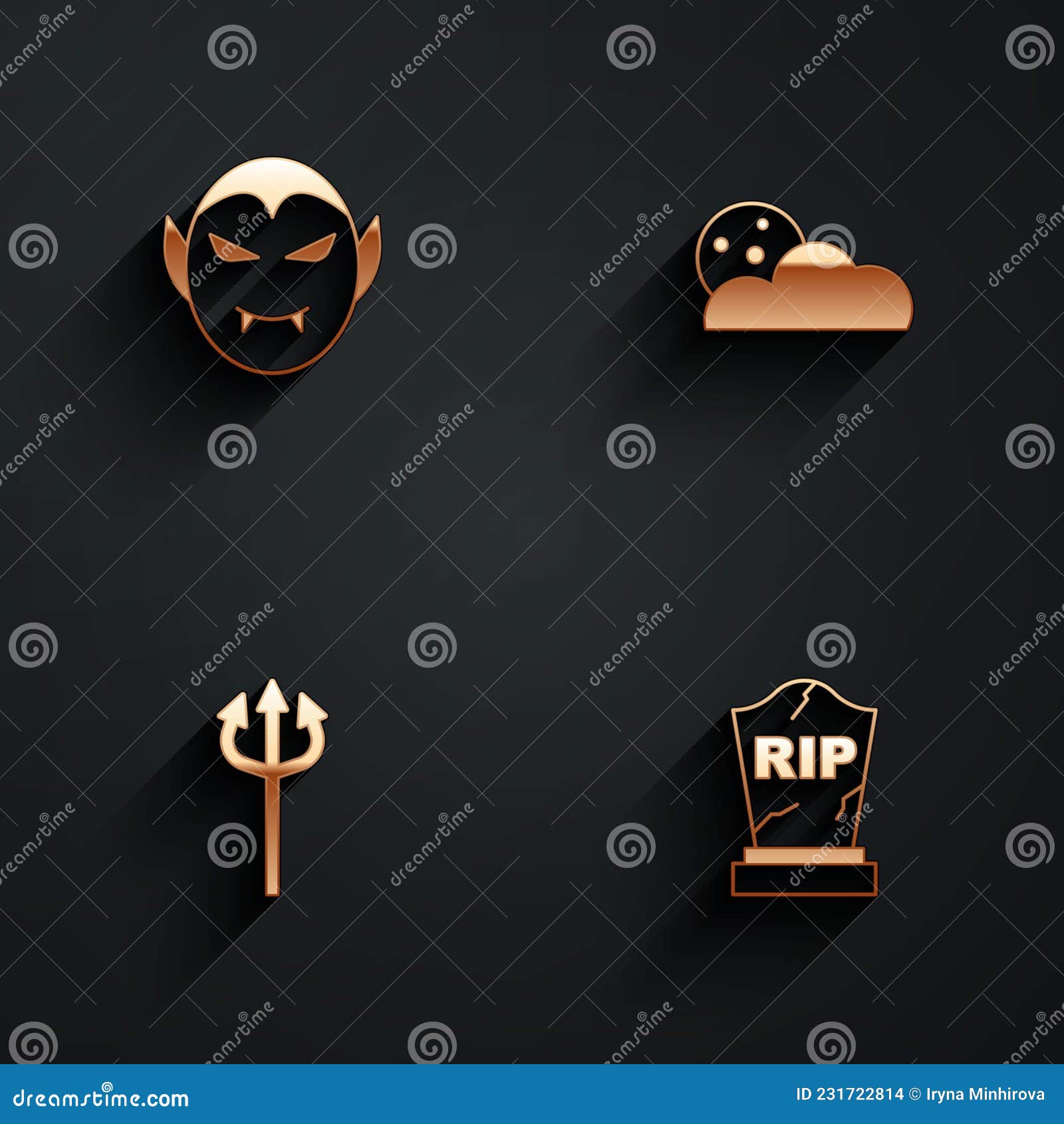 Set Vampire, Moon and Stars, Trident Devil and Tombstone with RIP ...