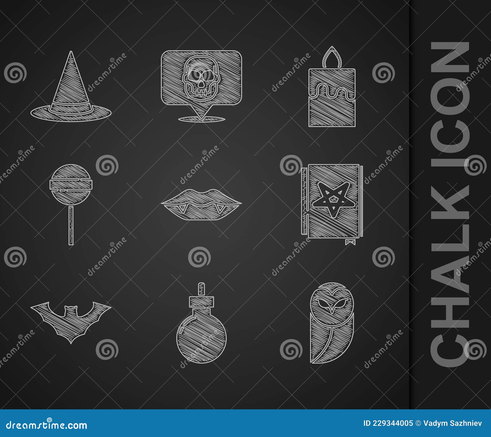 Set Vampire Teeth, Bomb Ready To Explode, Owl, Ancient Magic Book ...