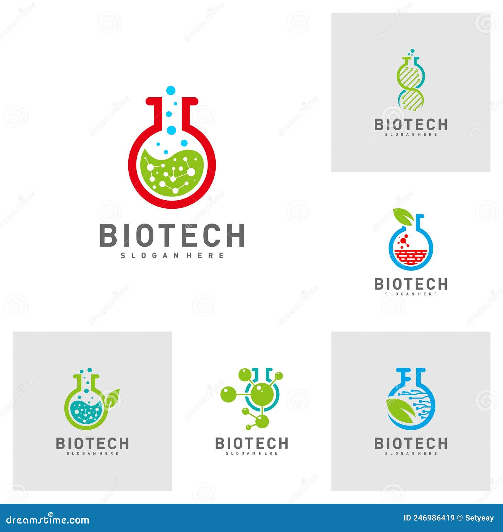 Set Van Biotech Lab Logo Sjabloon Molecule Dna Atom Medical or Science ...