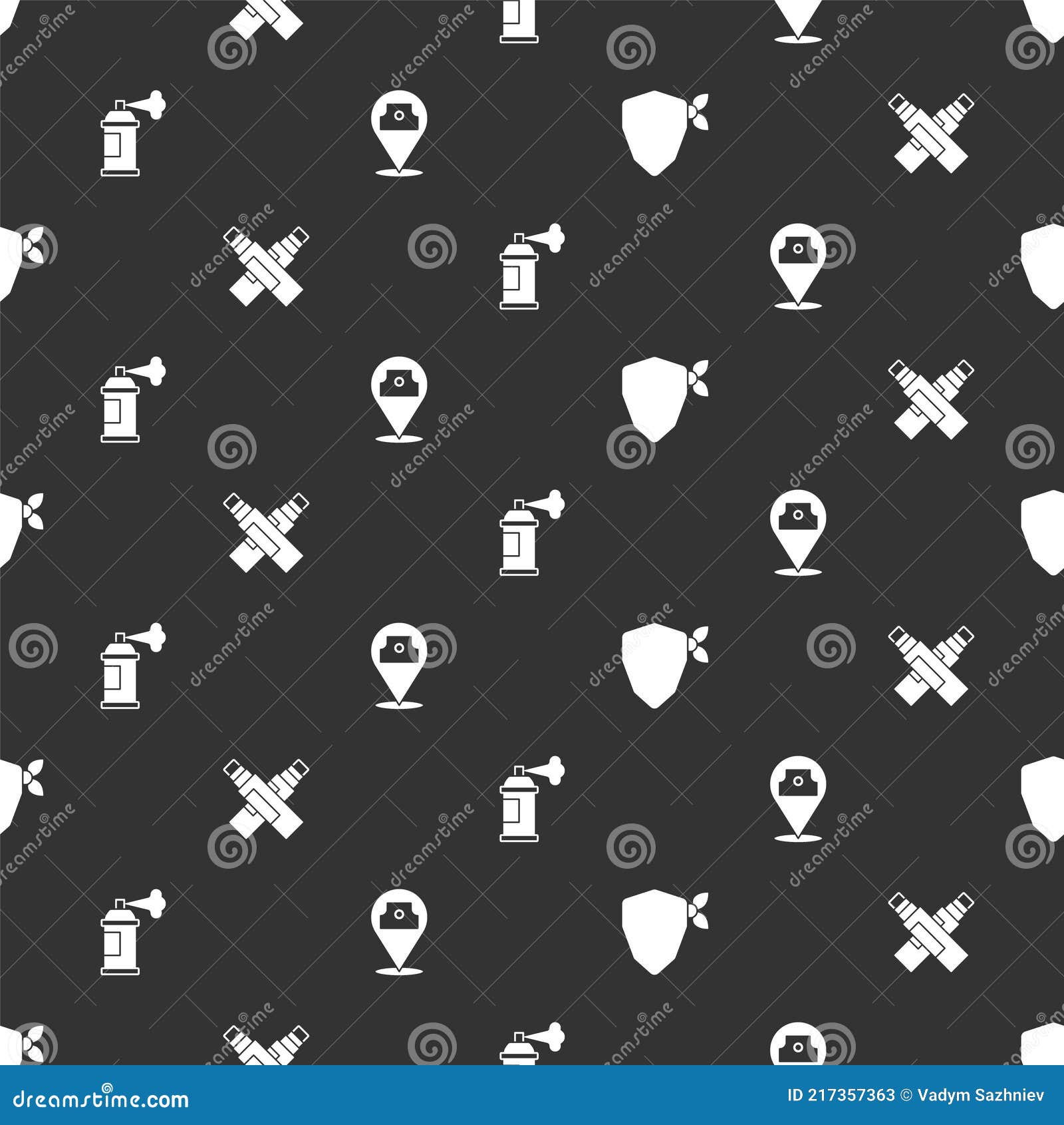 Set Vandal, Marker Pen, Paint Spray Can and on Seamless Pattern. Vector ...