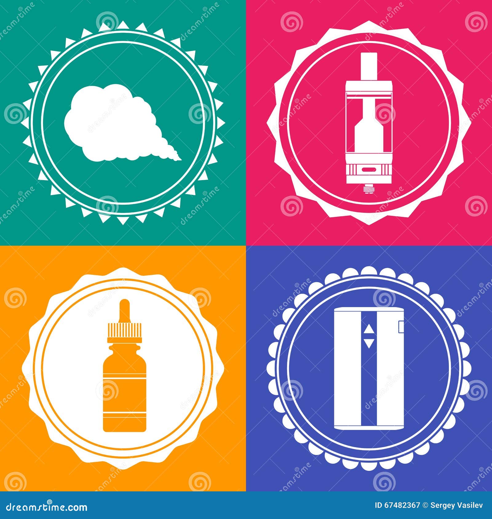 Set of 4 Vaping Design Element Signs Stock Vector - Illustration of ...
