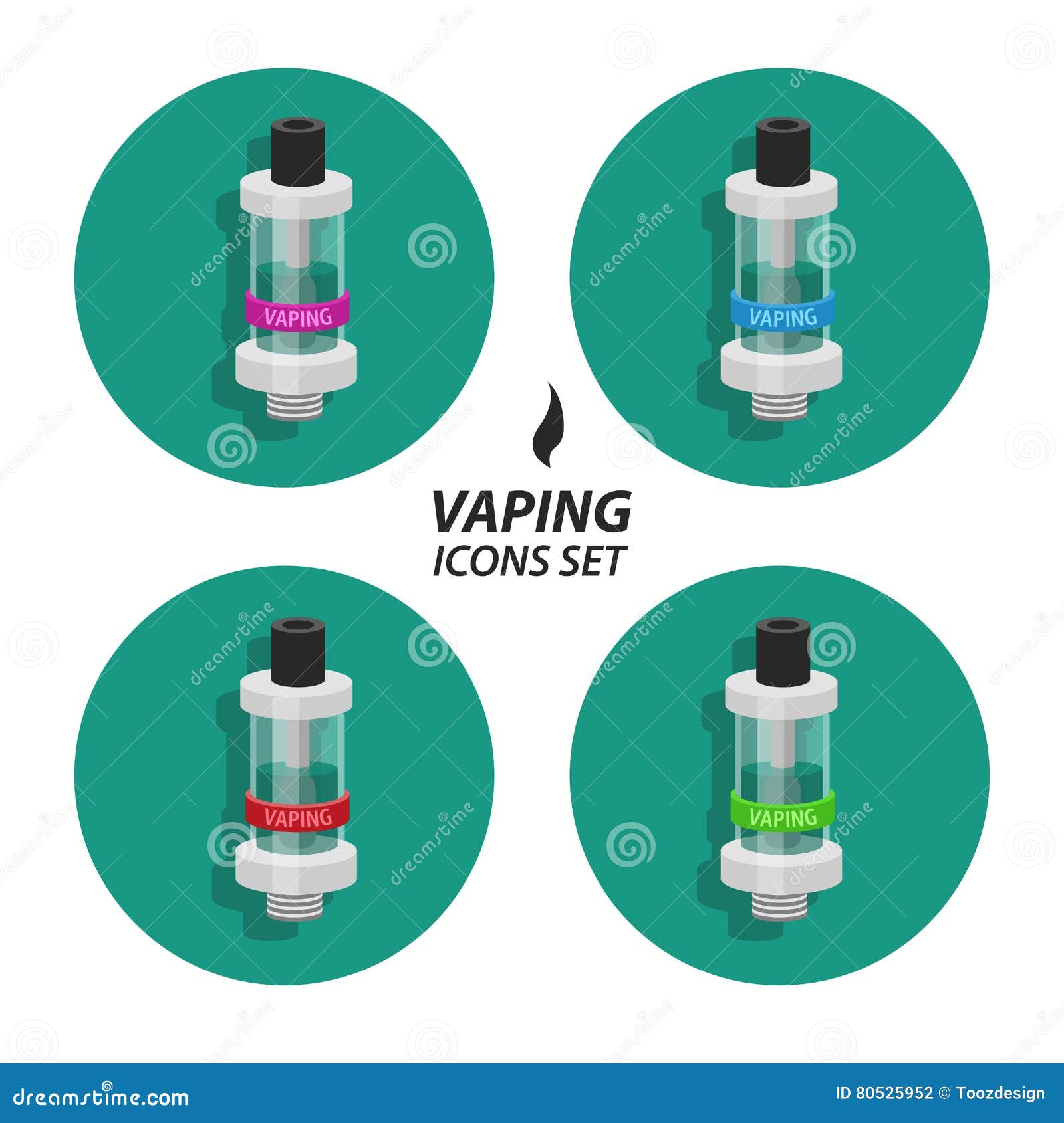 Set vaping flat icons stock vector. Illustration of vapor - 80525952