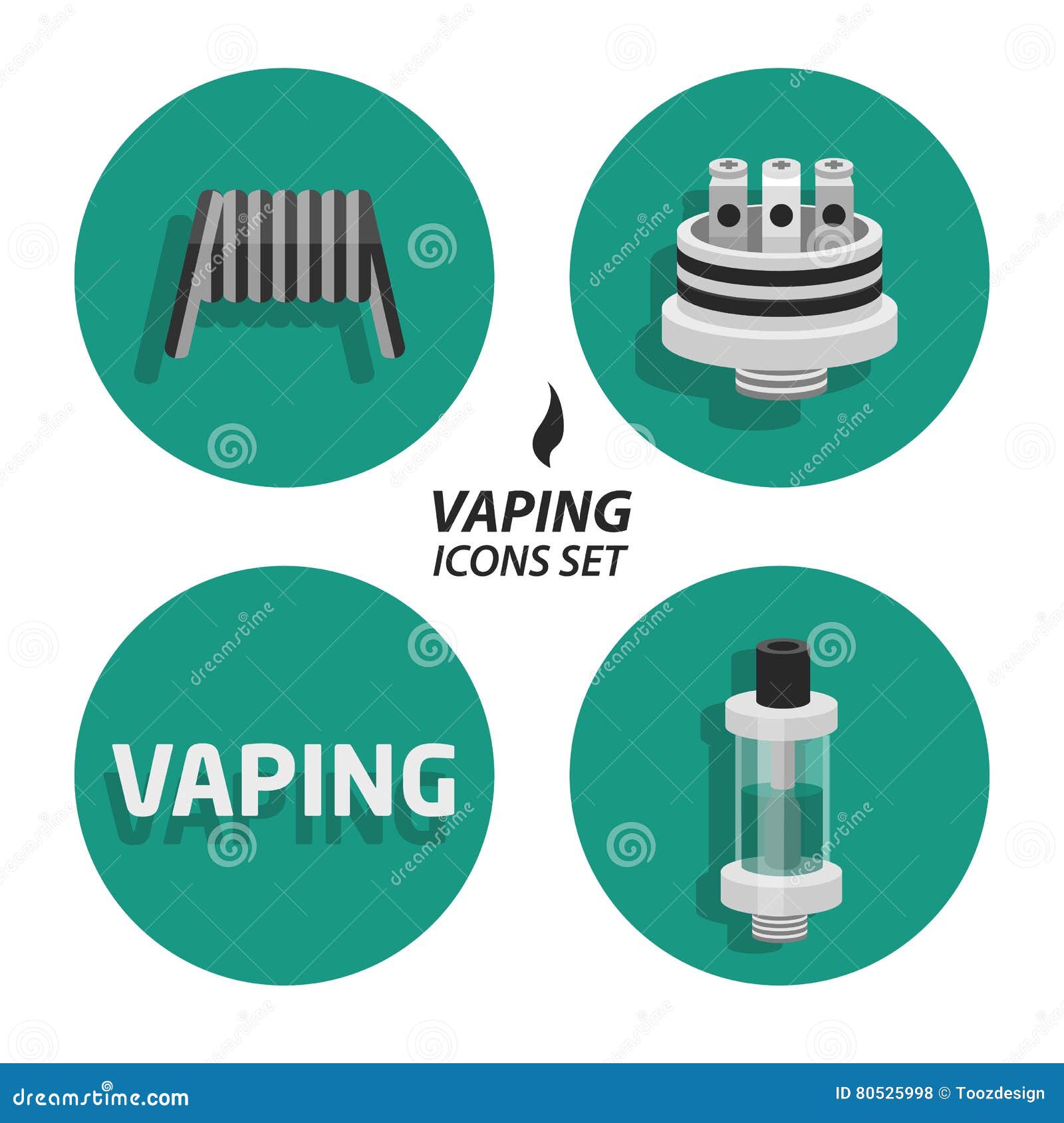 Set vaping flat icons stock vector. Illustration of vaporize - 80525998