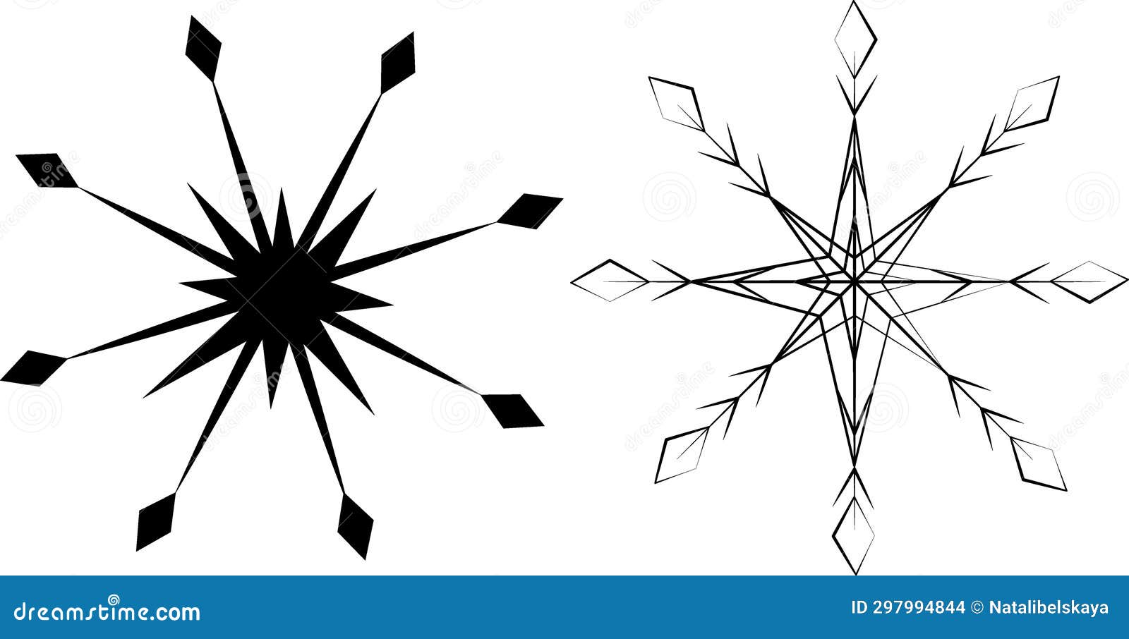 Set of 2 Variation Silhouette Snowflakes. Winter Design Elements for ...