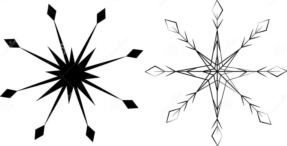 Set of 2 Variation Silhouette Snowflakes. Winter Design Elements for ...