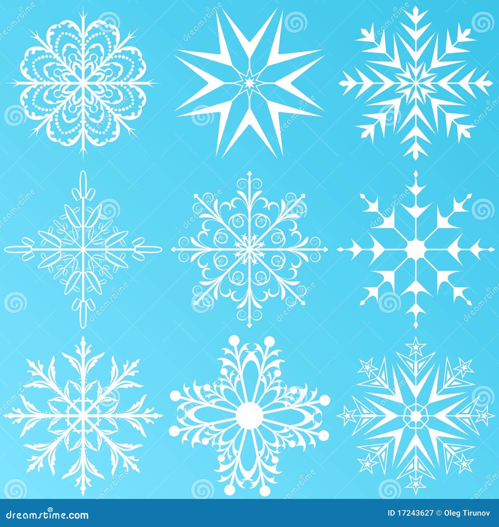 Set Variation Snowflakes Isolated Stock Vector - Illustration of design ...