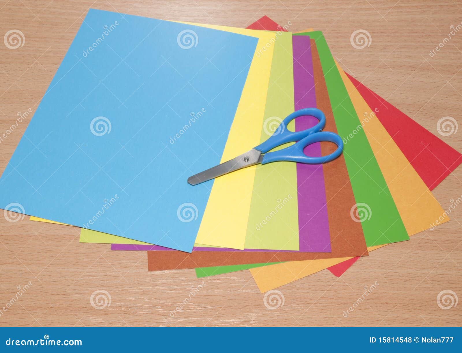 Set of Varicoloured Paper and Scissors Stock Photo - Image of creative ...