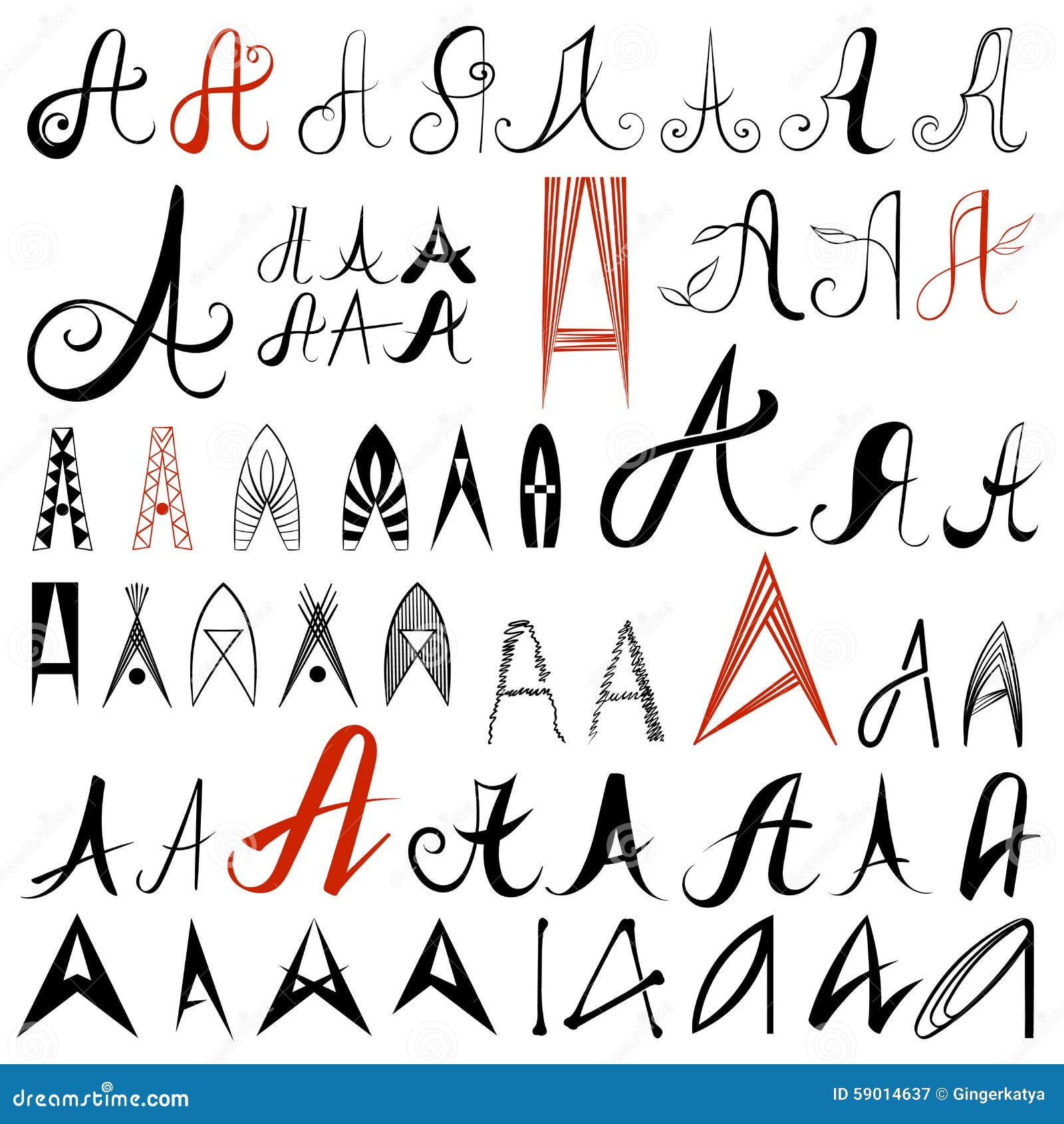 Set of 50 Varied Hand Drawing Letters a. Can Be Stock Vector ...