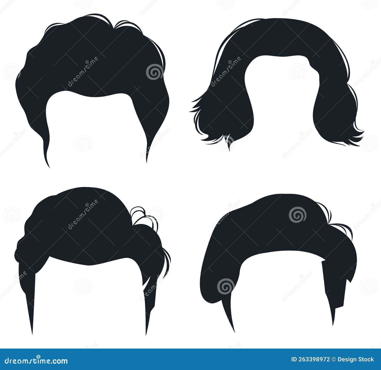 Set Of Variety Women S Hairstyles Vectors Silhouettes Stock