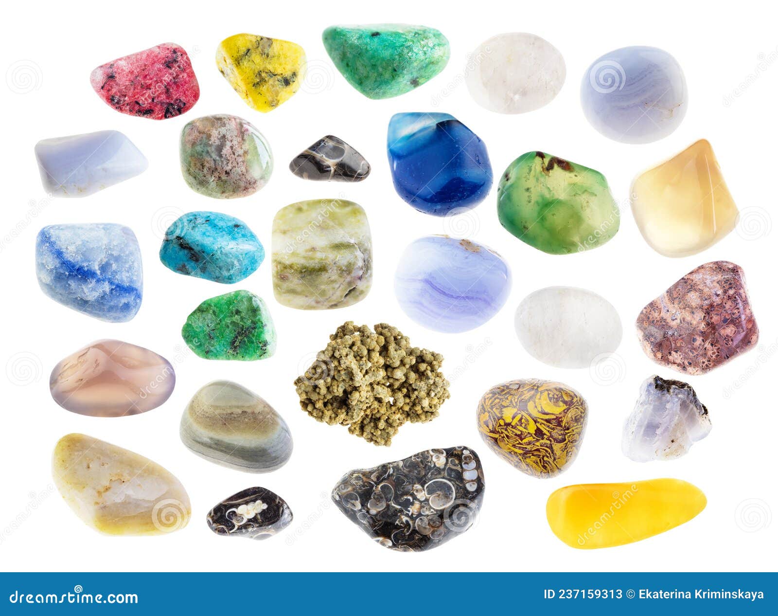 Set of Various Agate Gem Stones Cutout on White Stock Image - Image of ...