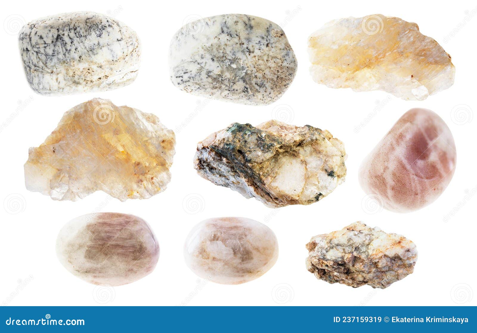 Set of Various Albite Stones Cutout on White Stock Image - Image of ...