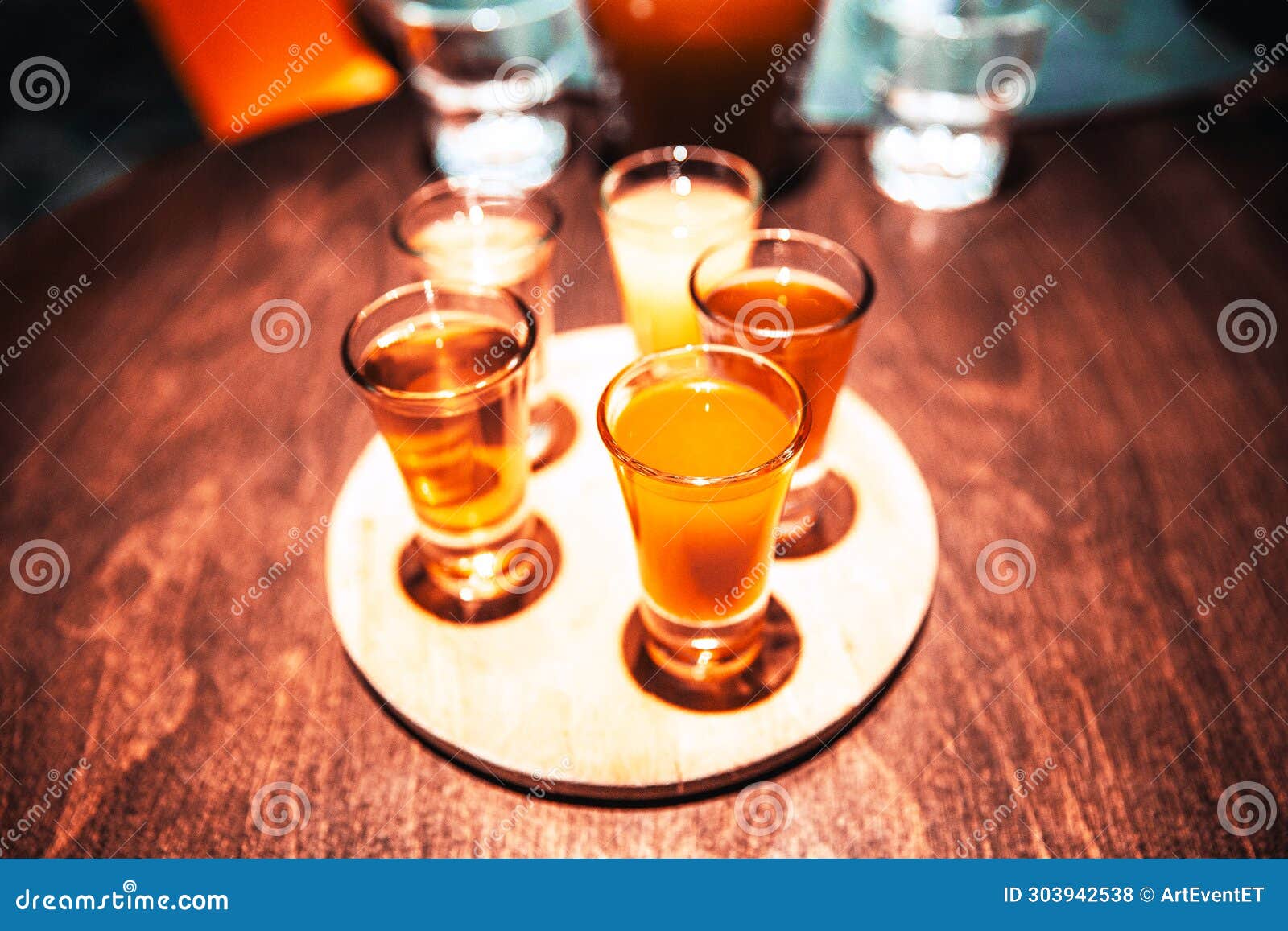 Set of Various Alcoholic Drinks on Table Stock Photo - Image of ...