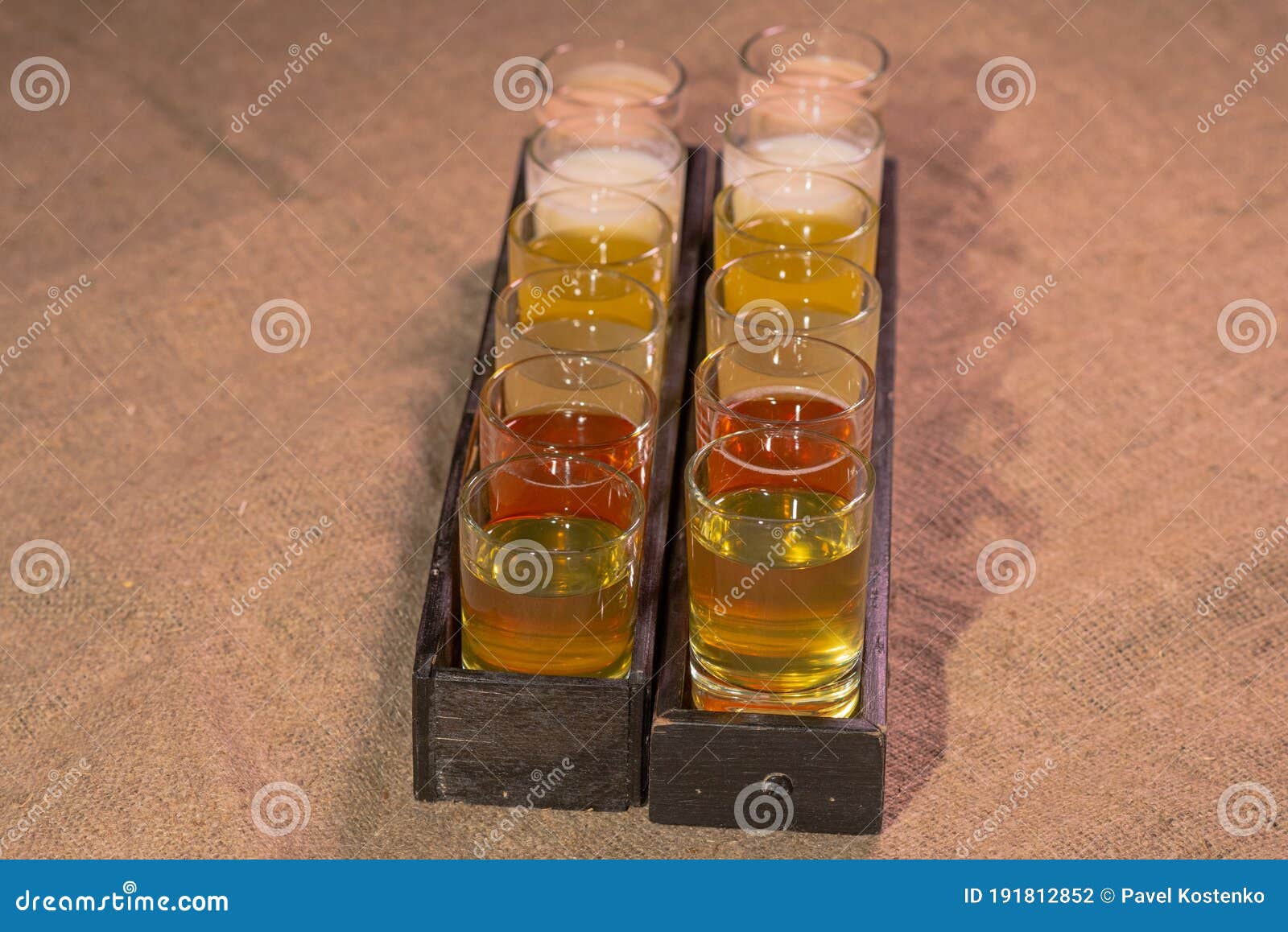 Various Alcoholic Cocktails On A Bar Counter With Stock Image ...
