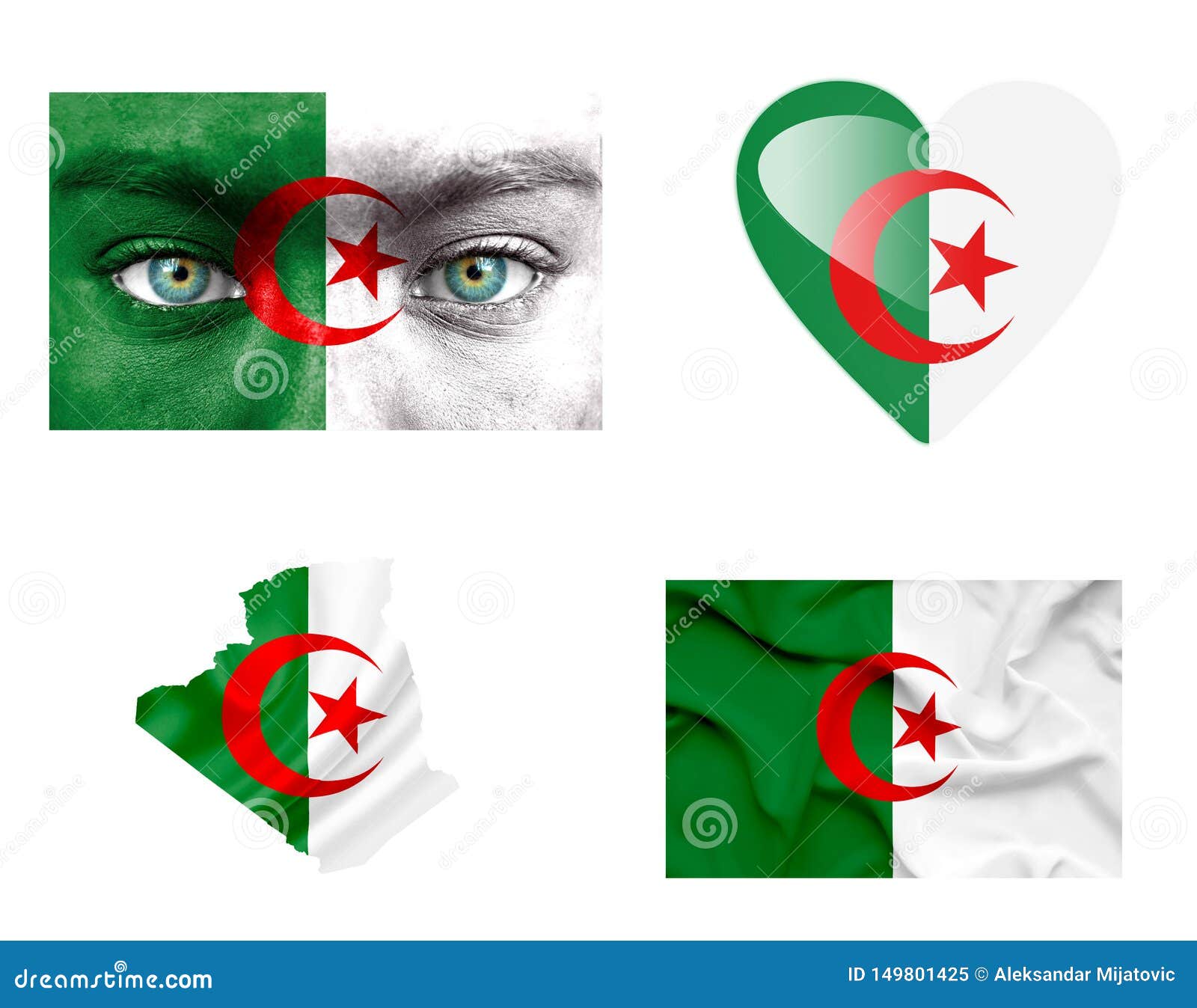 Set of Various Algeria Flags Stock Illustration - Illustration of ...