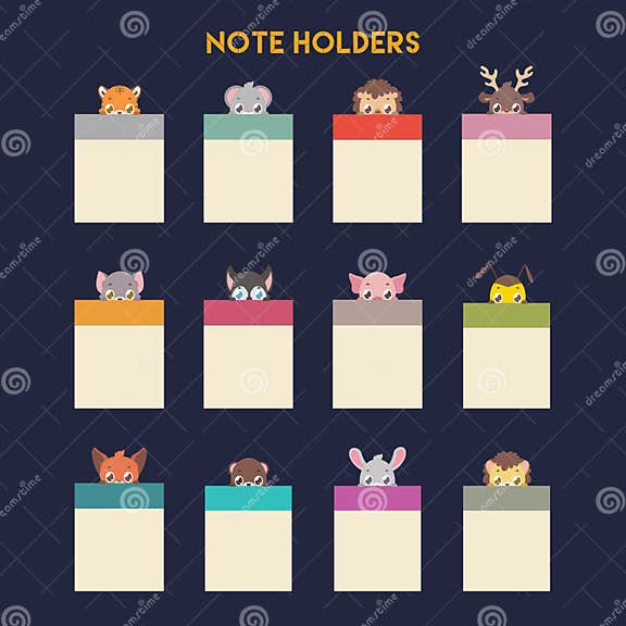 Set of Various Animal Note Holders Stock Vector - Illustration of ...