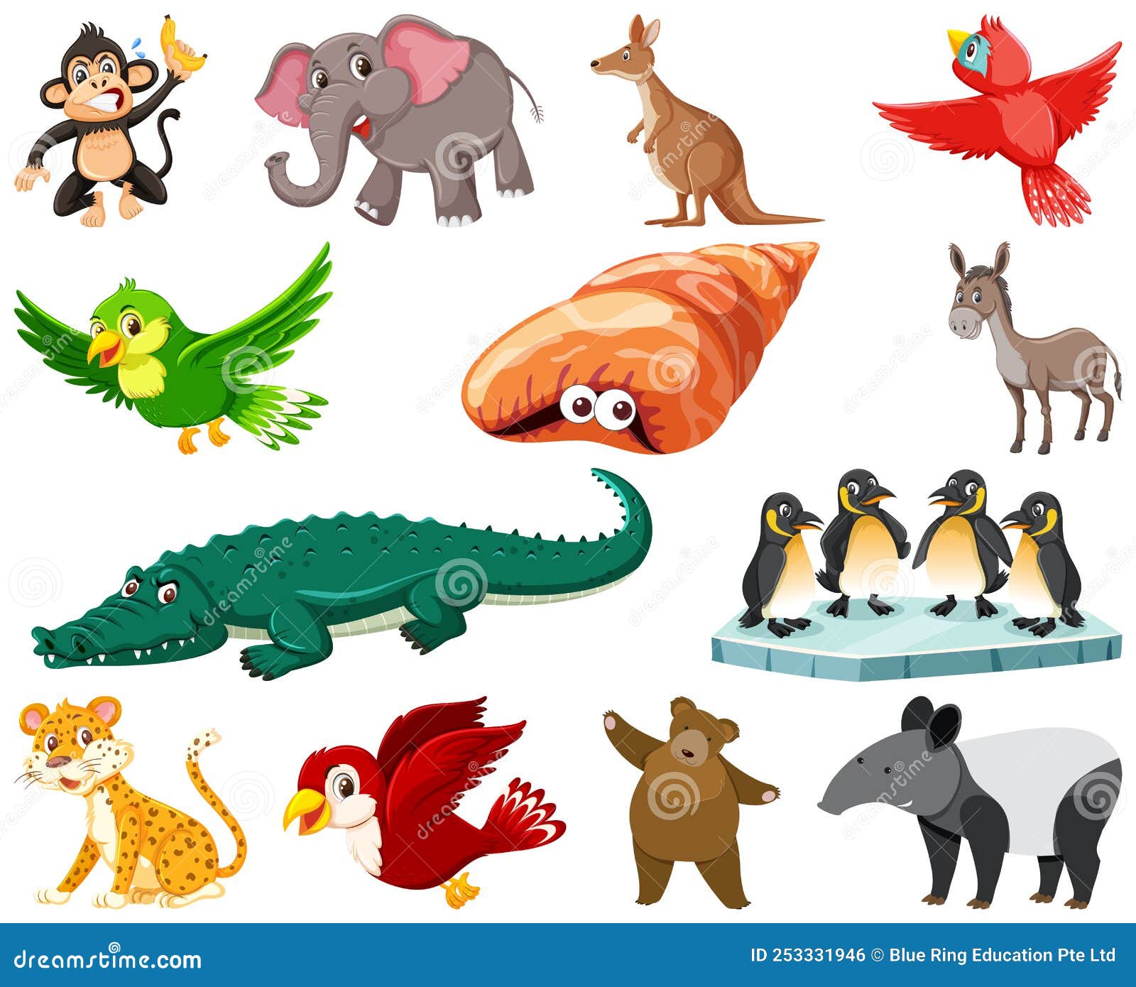 Set of Various Animals Cartoon Stock Vector - Illustration of frame ...