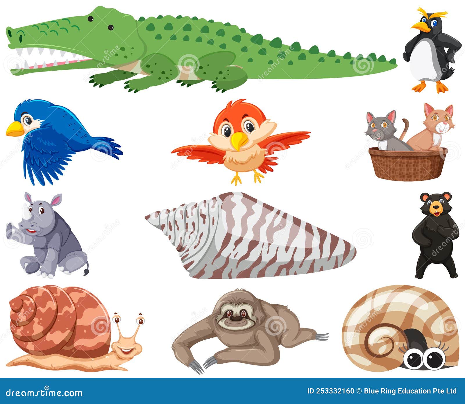 Set of Various Animals Cartoon Stock Vector - Illustration of clip ...