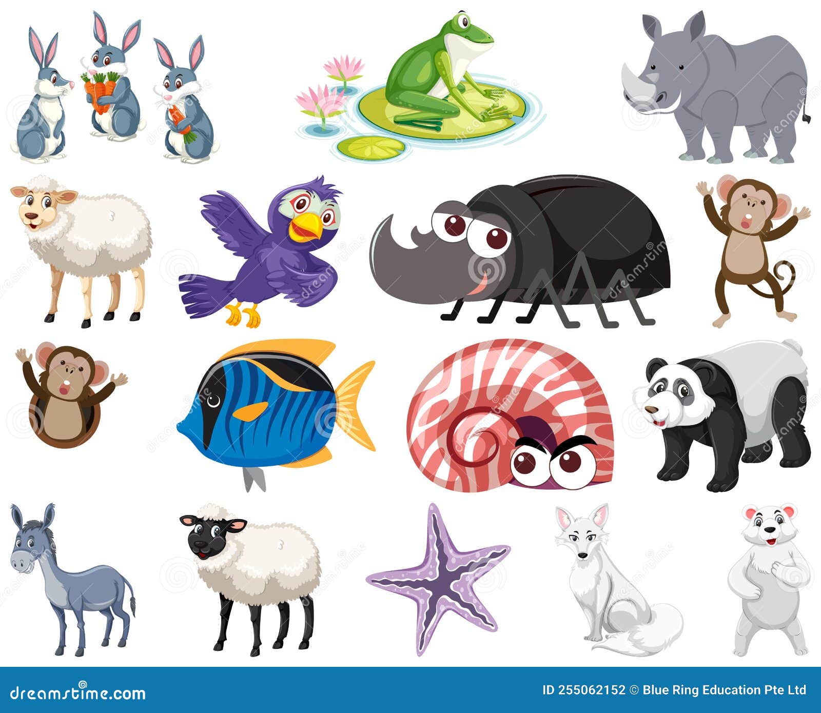 Set of Various Animals Cartoon Stock Vector - Illustration of panda ...