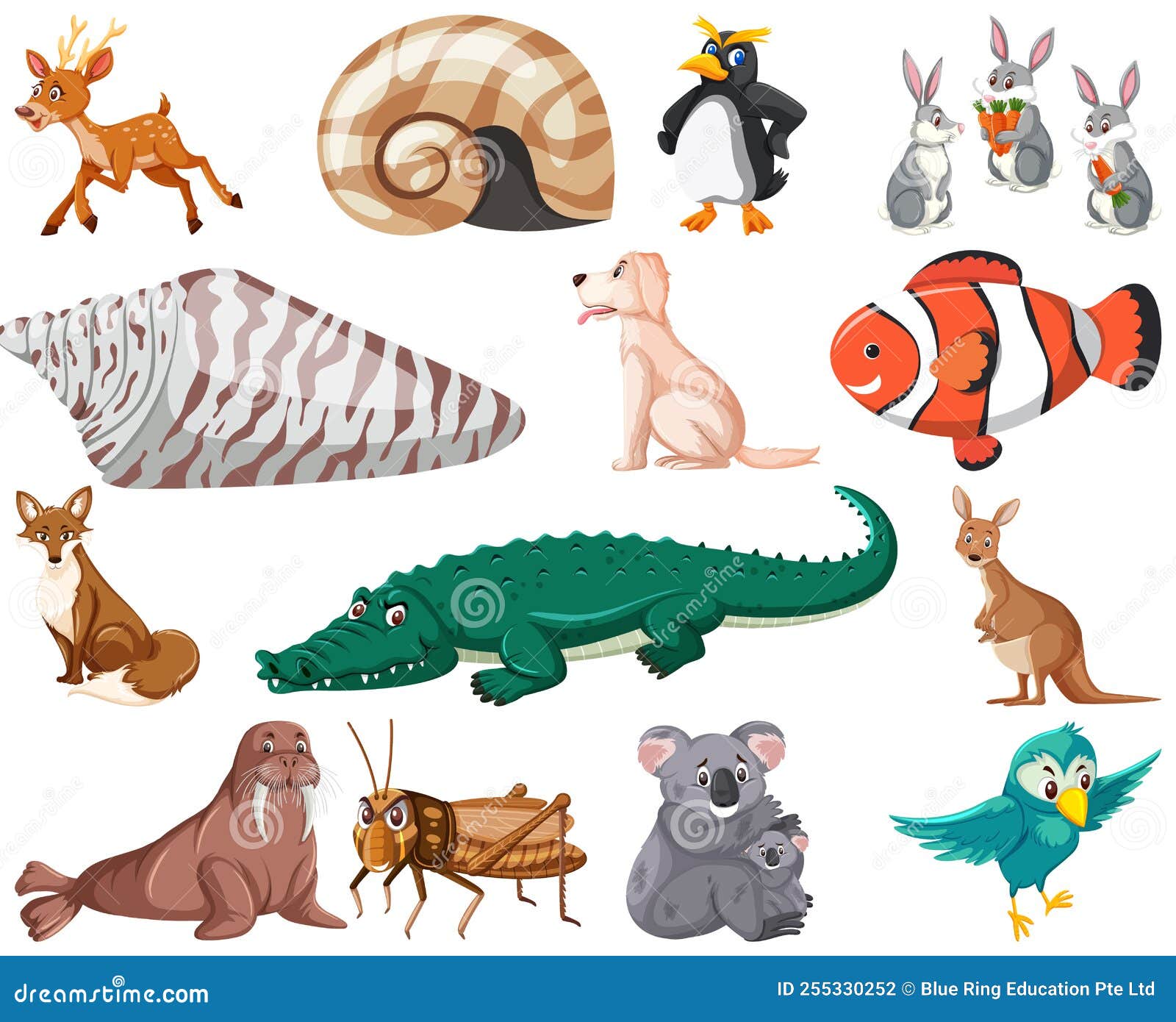Set of Various Animals Cartoon Stock Vector - Illustration of drawing ...