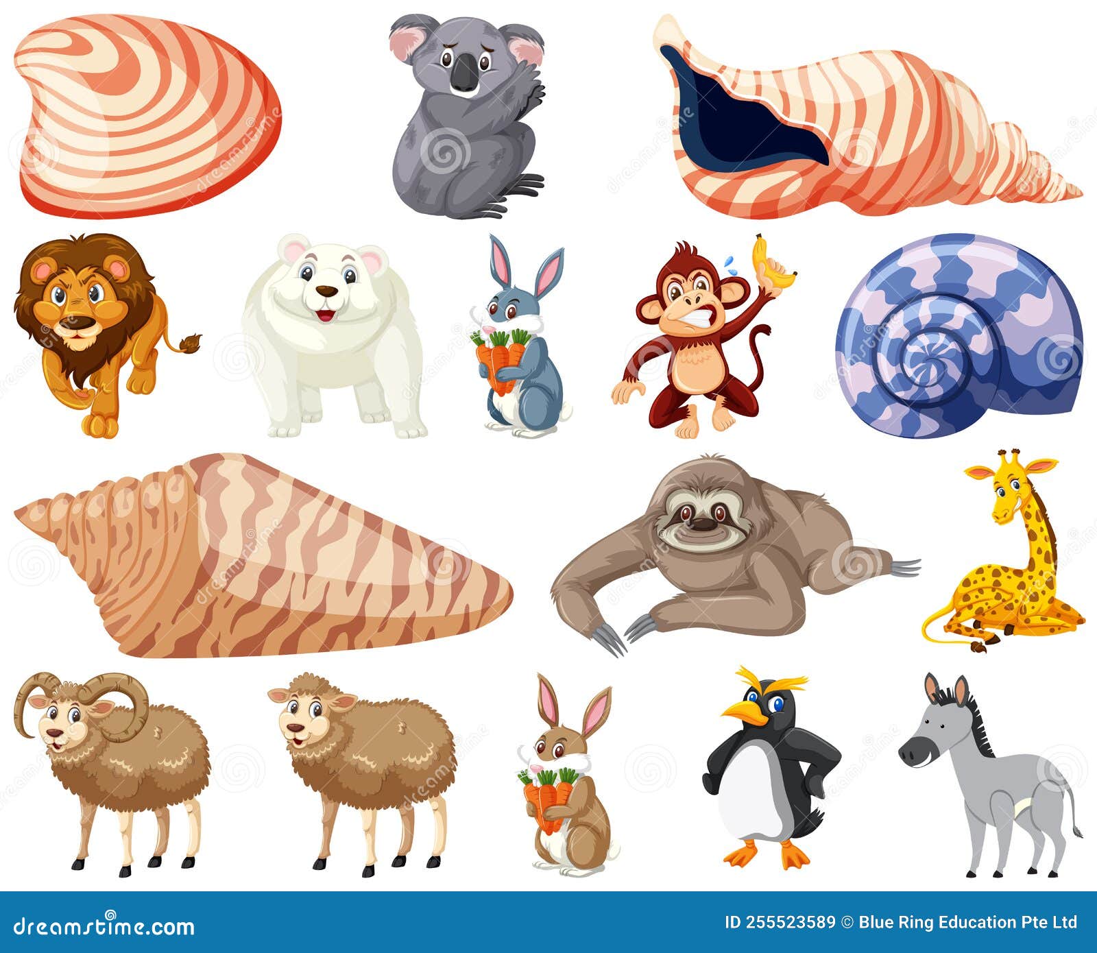 Set of Various Animals Cartoon Stock Vector - Illustration of cute ...