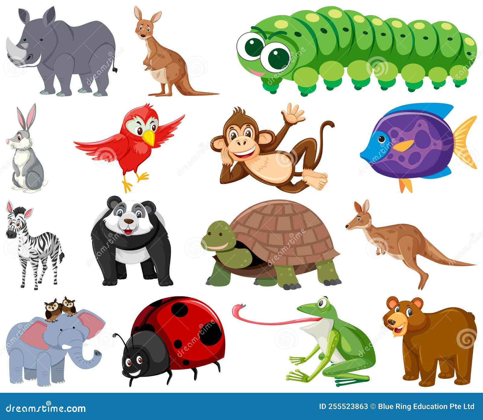 Set of Various Animals Cartoon Stock Vector - Illustration of bird ...