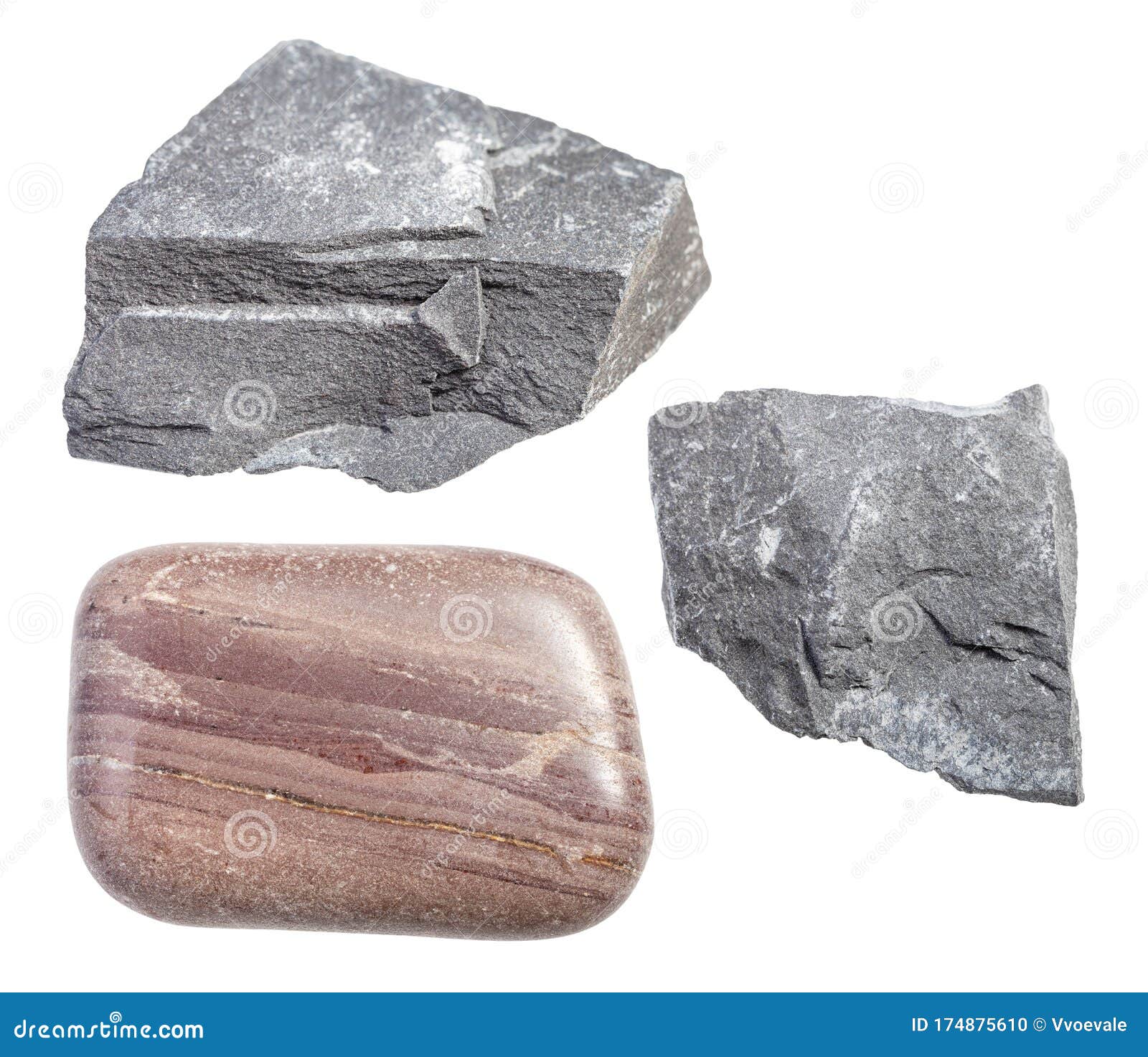 Set of Various Argillite Rocks Isolated on White Stock Photo - Image of ...