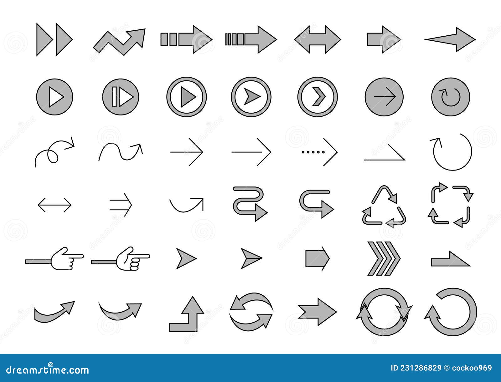 Set of Various Arrow Illustrations Stock Vector - Illustration of mark ...