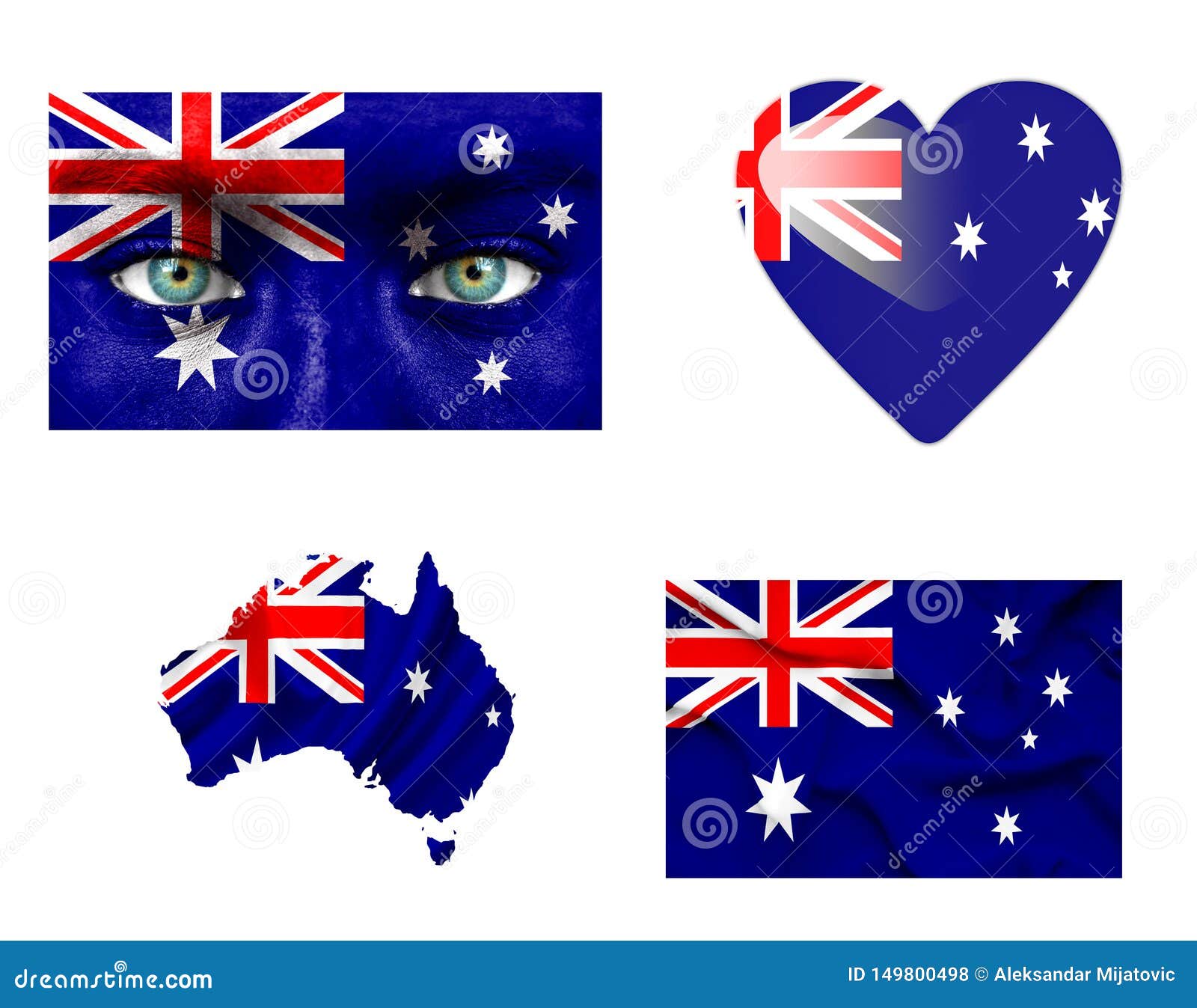 Set of Various Australia Flags Stock Illustration - Illustration of ...