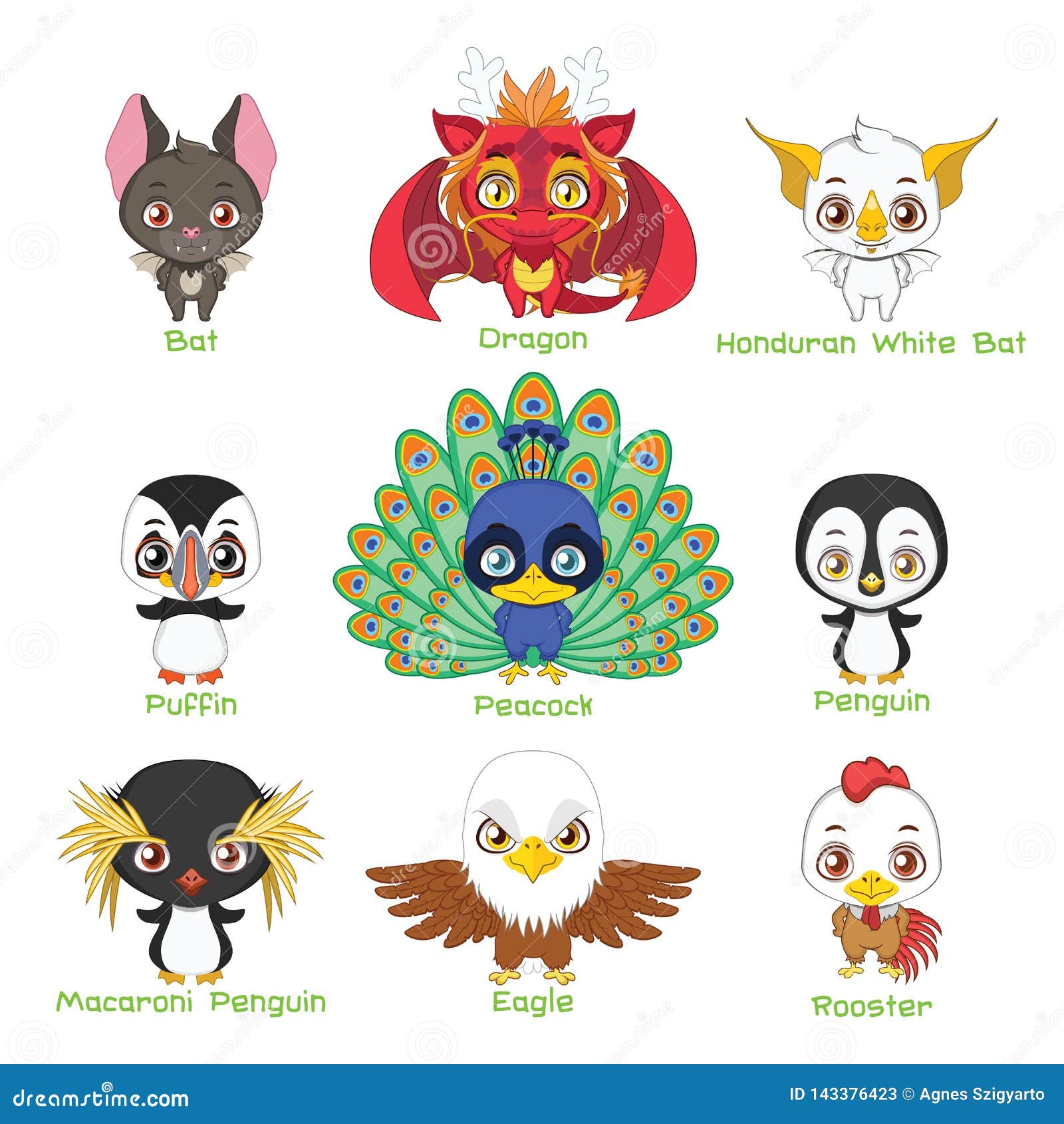 Set of Various Avian Animals Stock Vector - Illustration of artwork ...