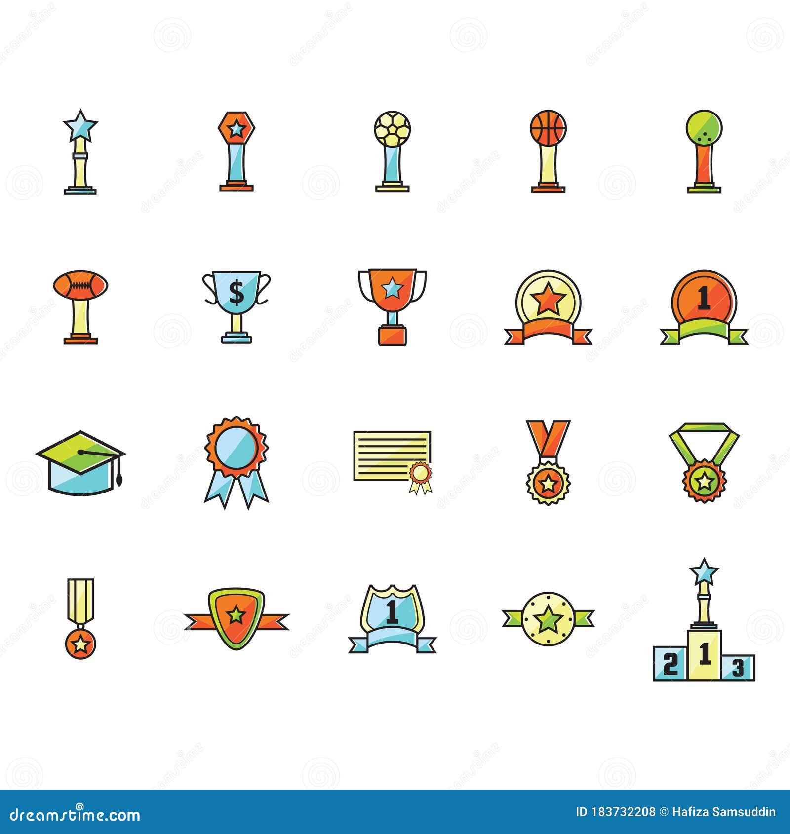 Set of Various Awards. Vector Illustration Decorative Background Design ...