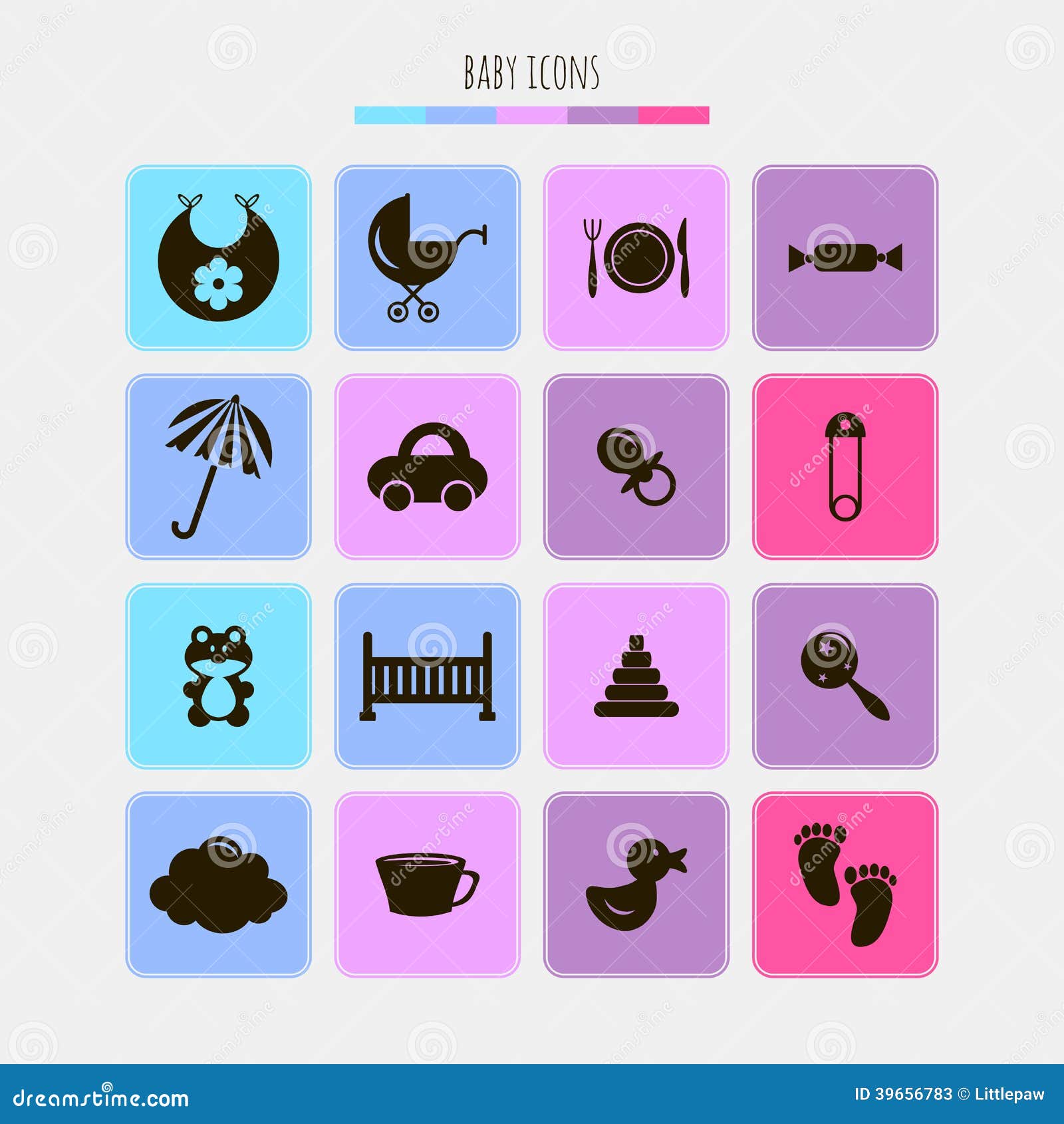 Set of various baby icons stock vector. Illustration of childish - 39656783
