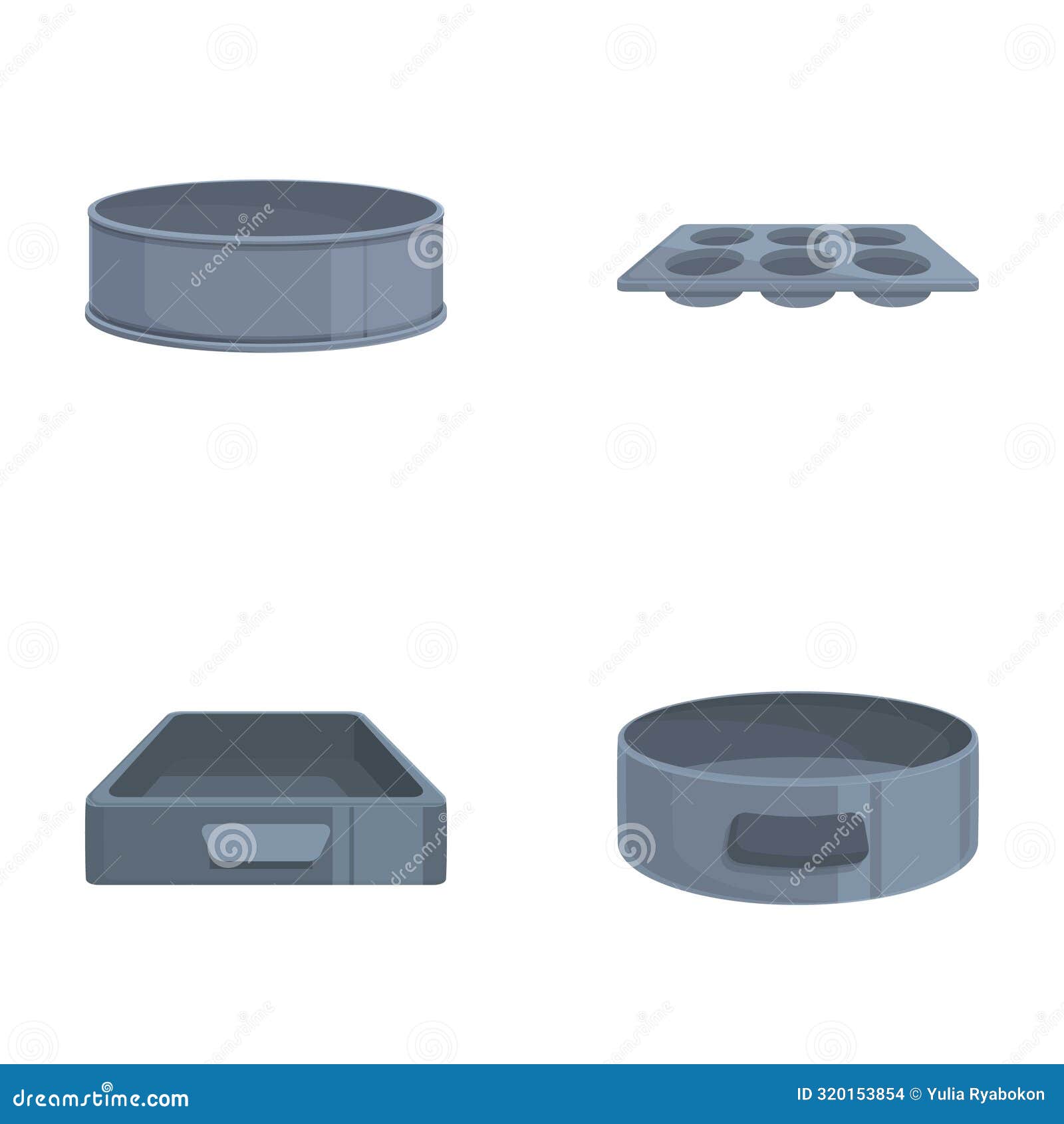 Set of Various Baking Pans Icons Stock Vector - Illustration of flat ...