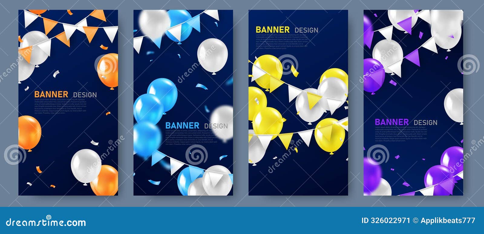 Set of Various Banner Designs with Beautiful Balloons Vector ...