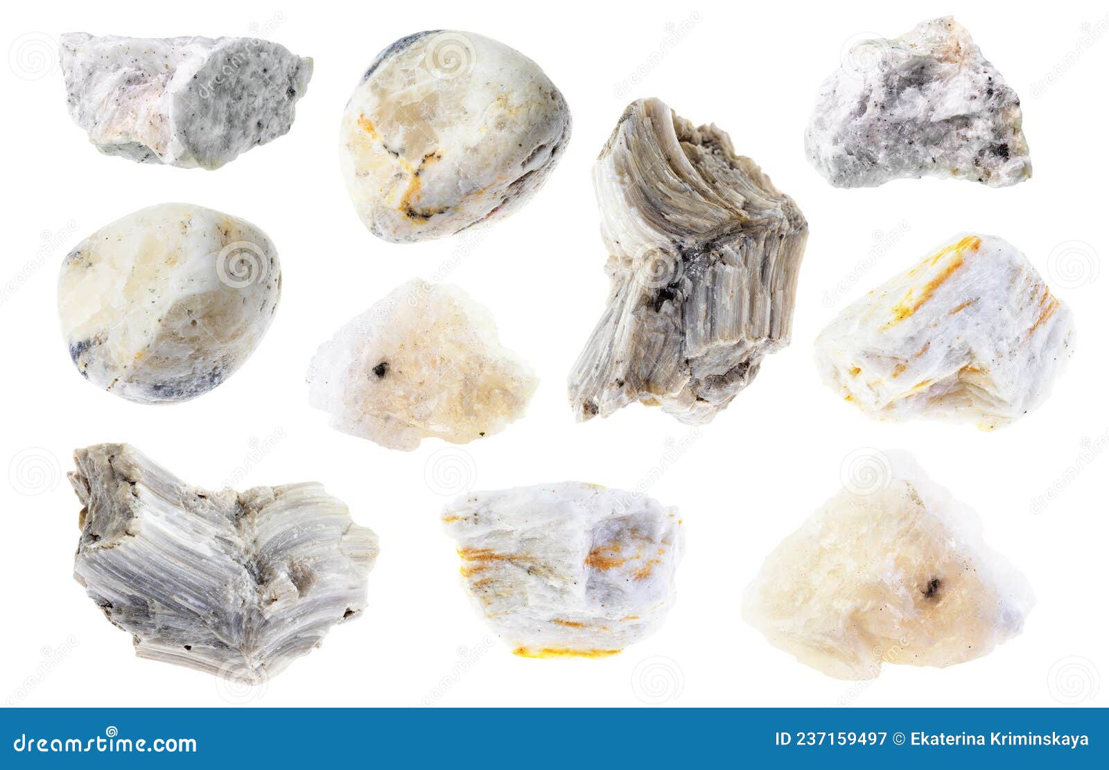 Set of Various Barite Stones Cutout on White Stock Image - Image of ...